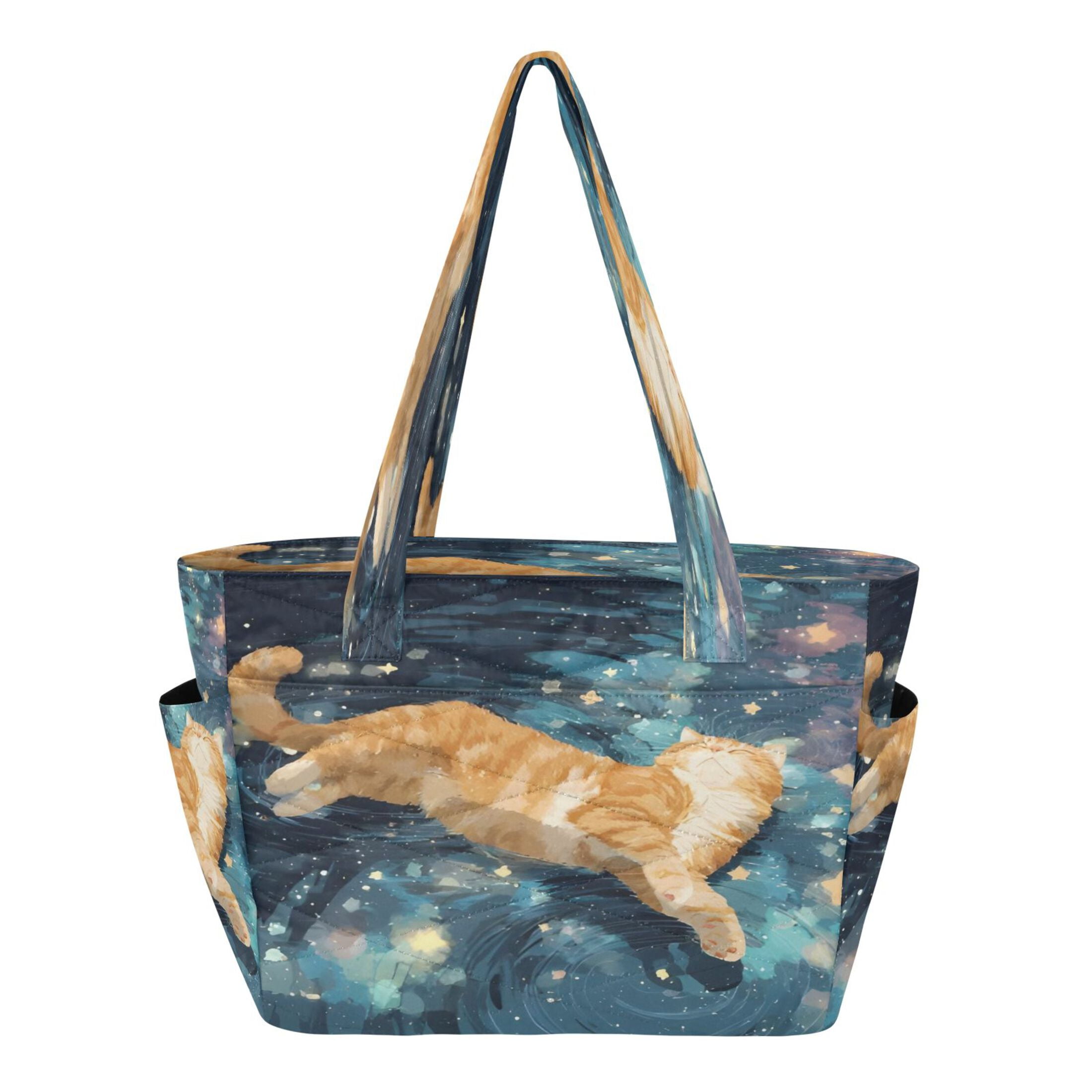 DIXRUYEE Tote Handbags Casual Shoulderbags In Cosmic Floating Cat ...