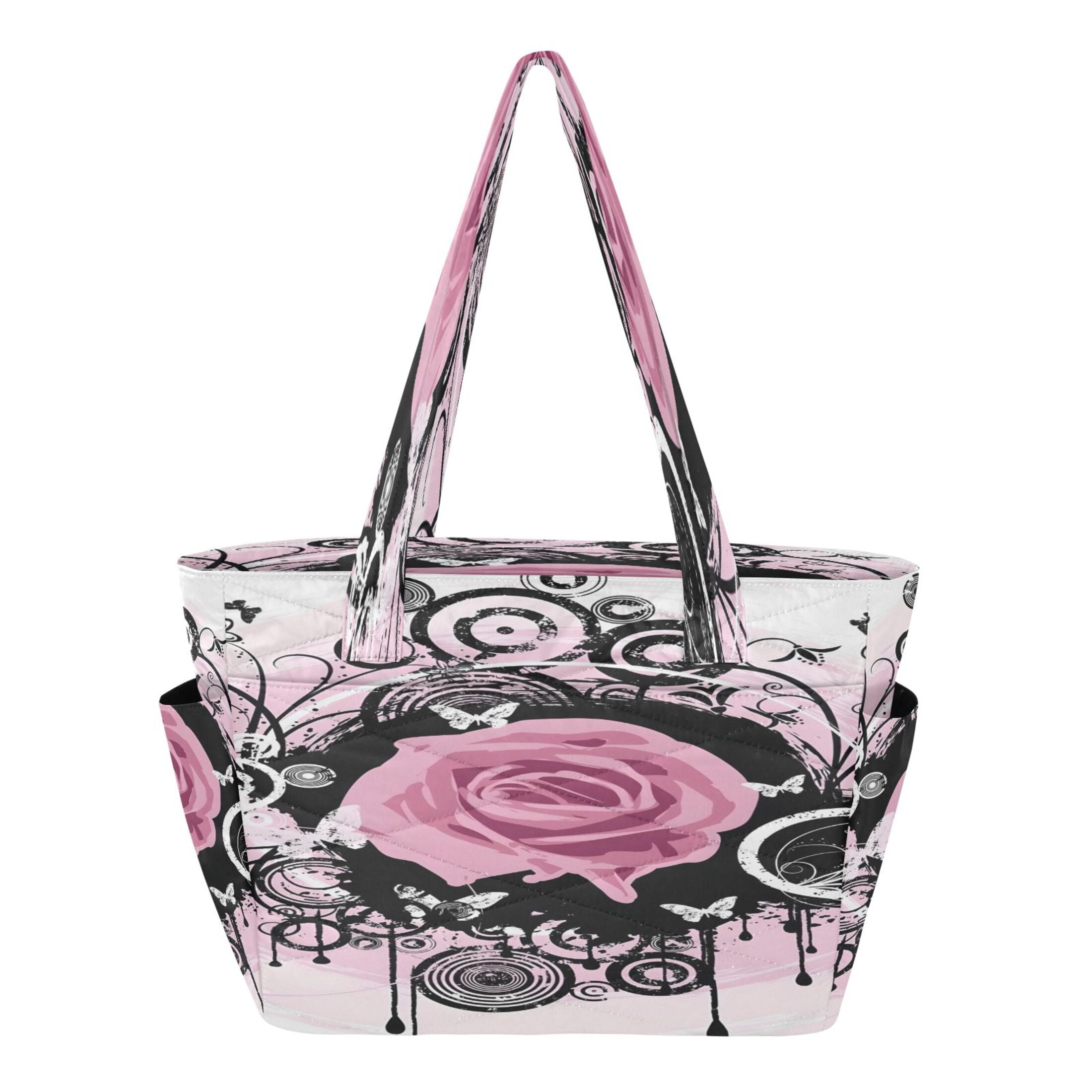 DIXRUYEE Tote Handbags Casual Shoulderbags In Gothic Pink Rose Pattern ...