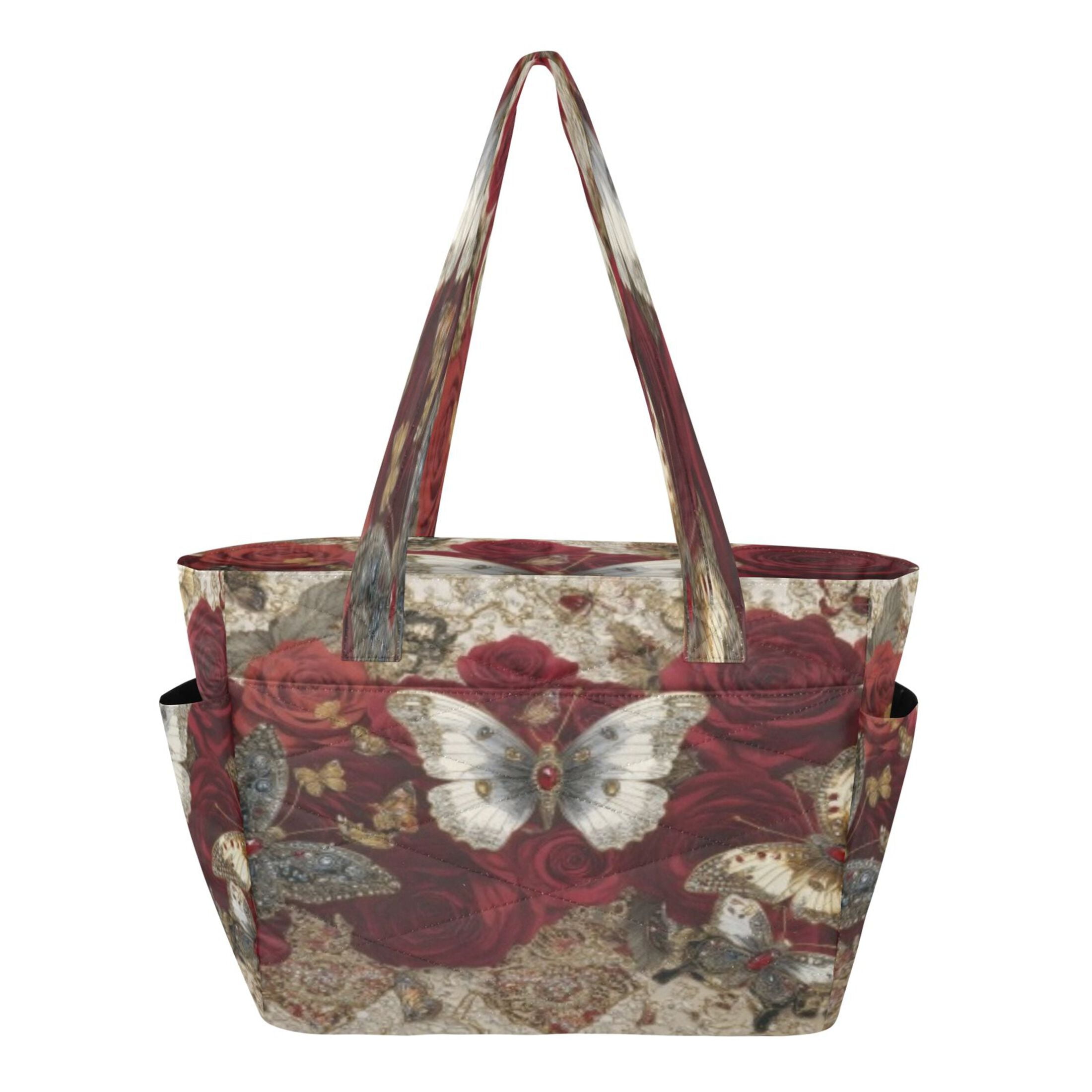 DIXRUYEE Tote Handbags Casual Shoulderbags In Ivory Butterfly Pattern ...