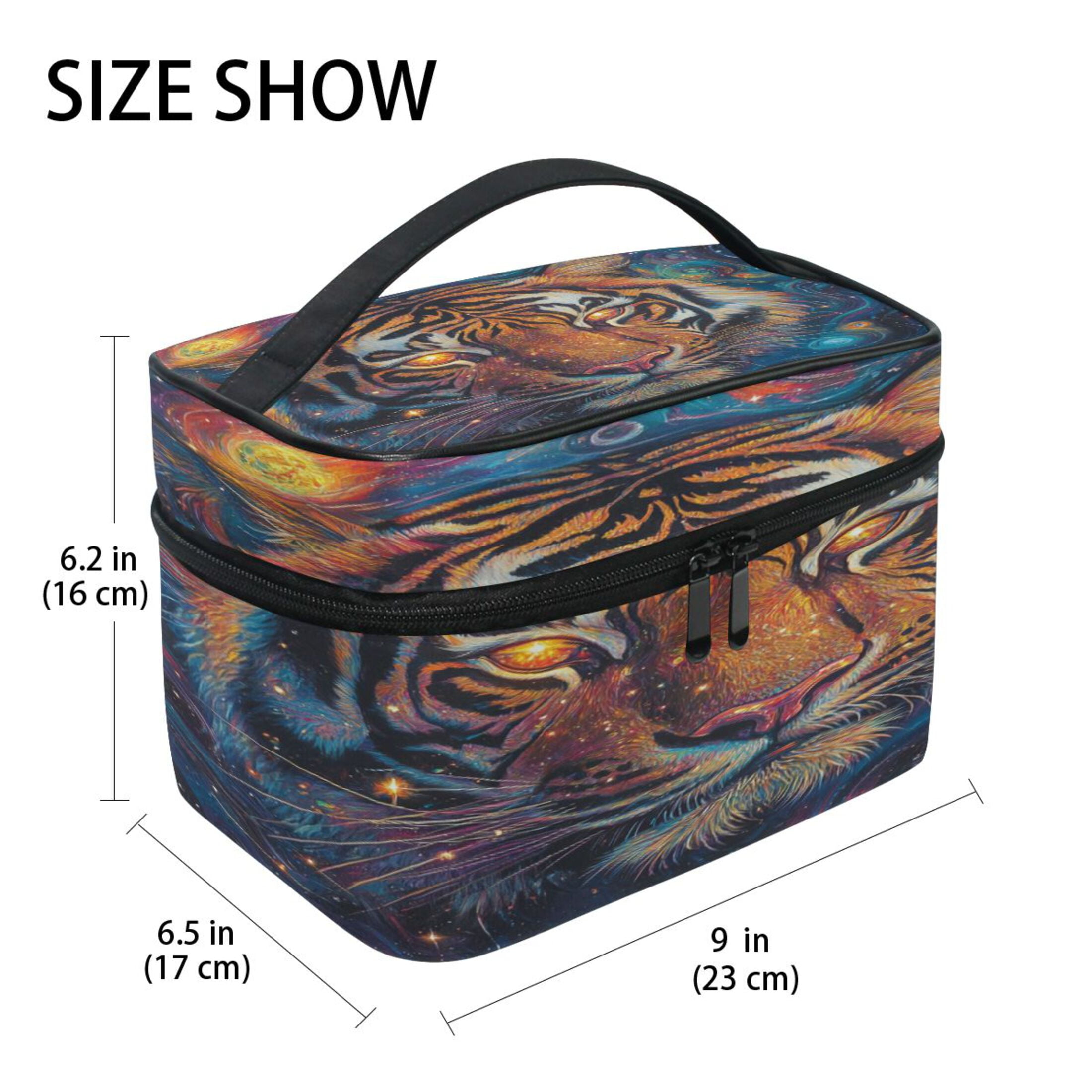 DIXRUYEE Train Case Cosmetics Organizer Fashion Cosmic Tigers Printed ...