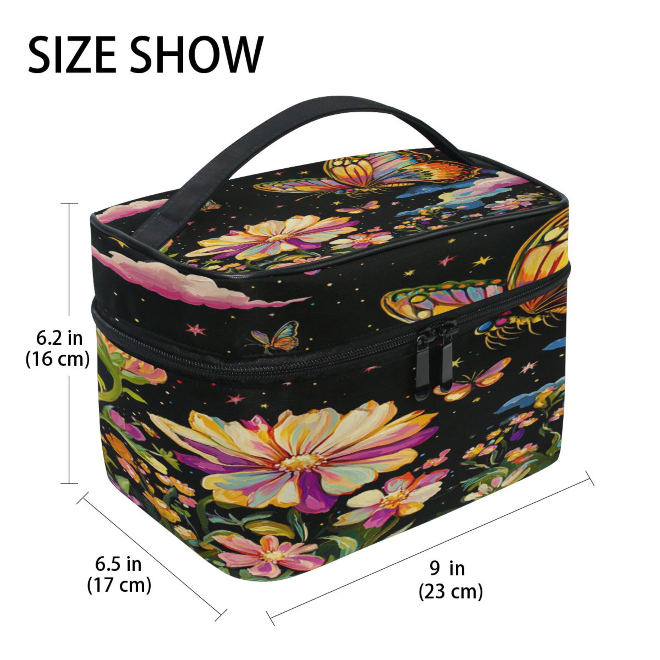 DIXRUYEE Train Case Cosmetics Organizer Fashion Enchanted Garden Night ...