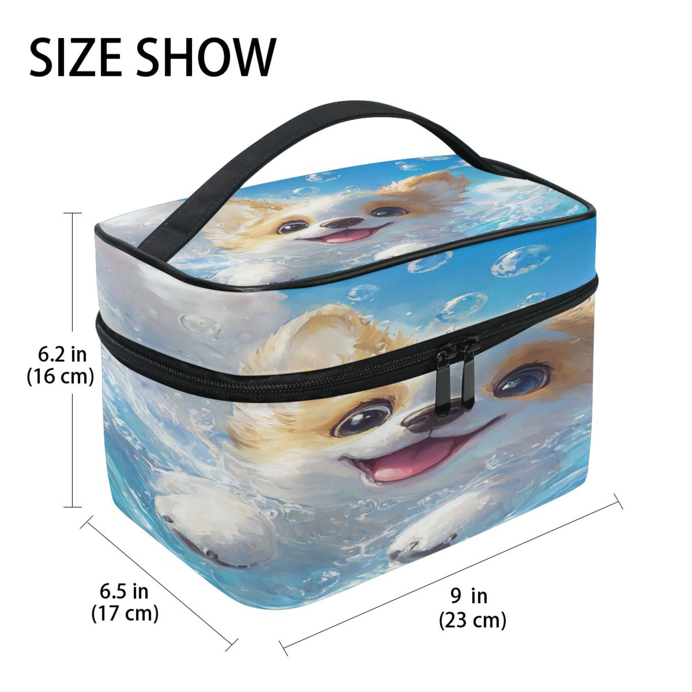 DIXRUYEE Train Case Cosmetics Organizer Fashion Joyful Corgi in Splash ...