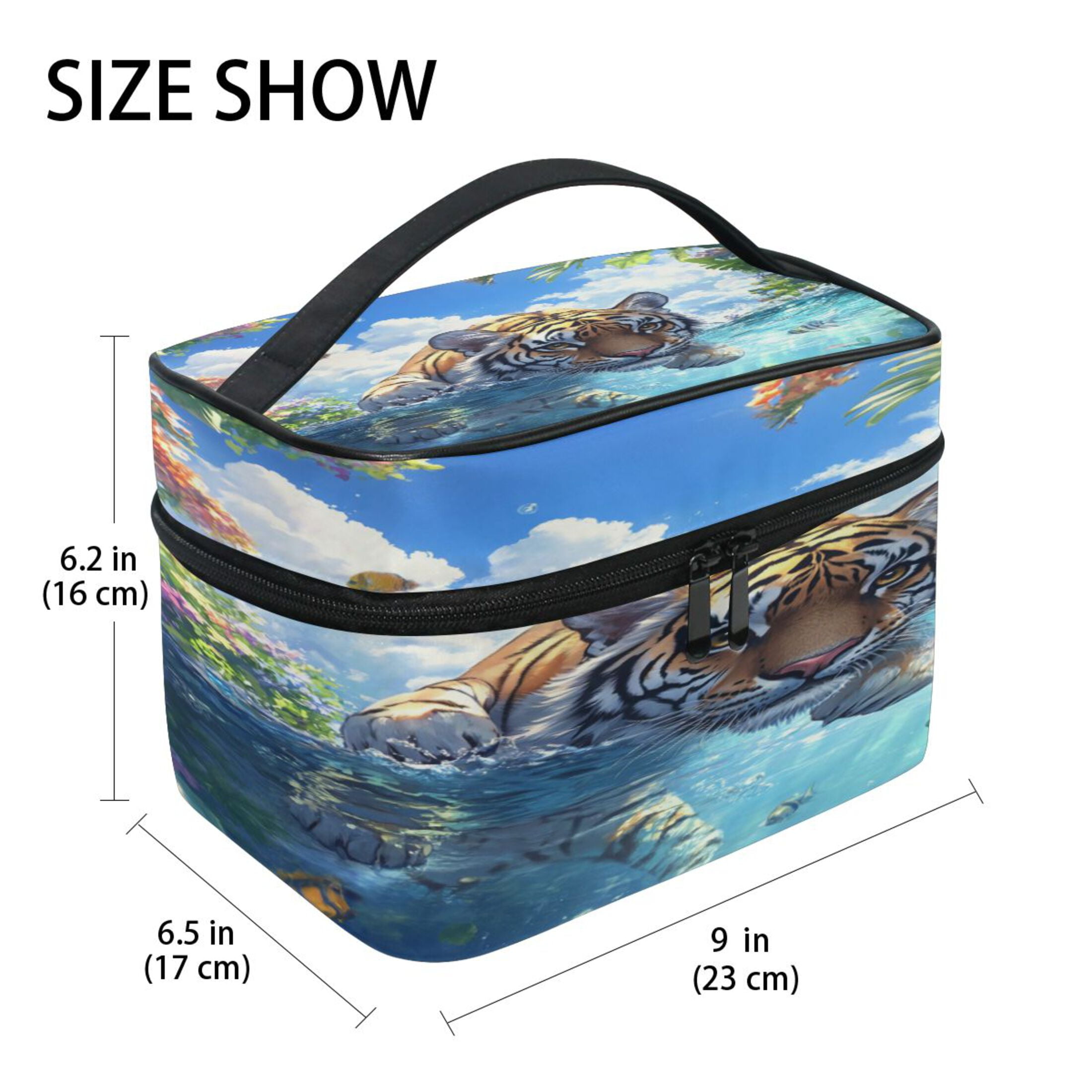 DIXRUYEE Train Case Cosmetics Organizer Fashion Serene Tiger in Nature ...