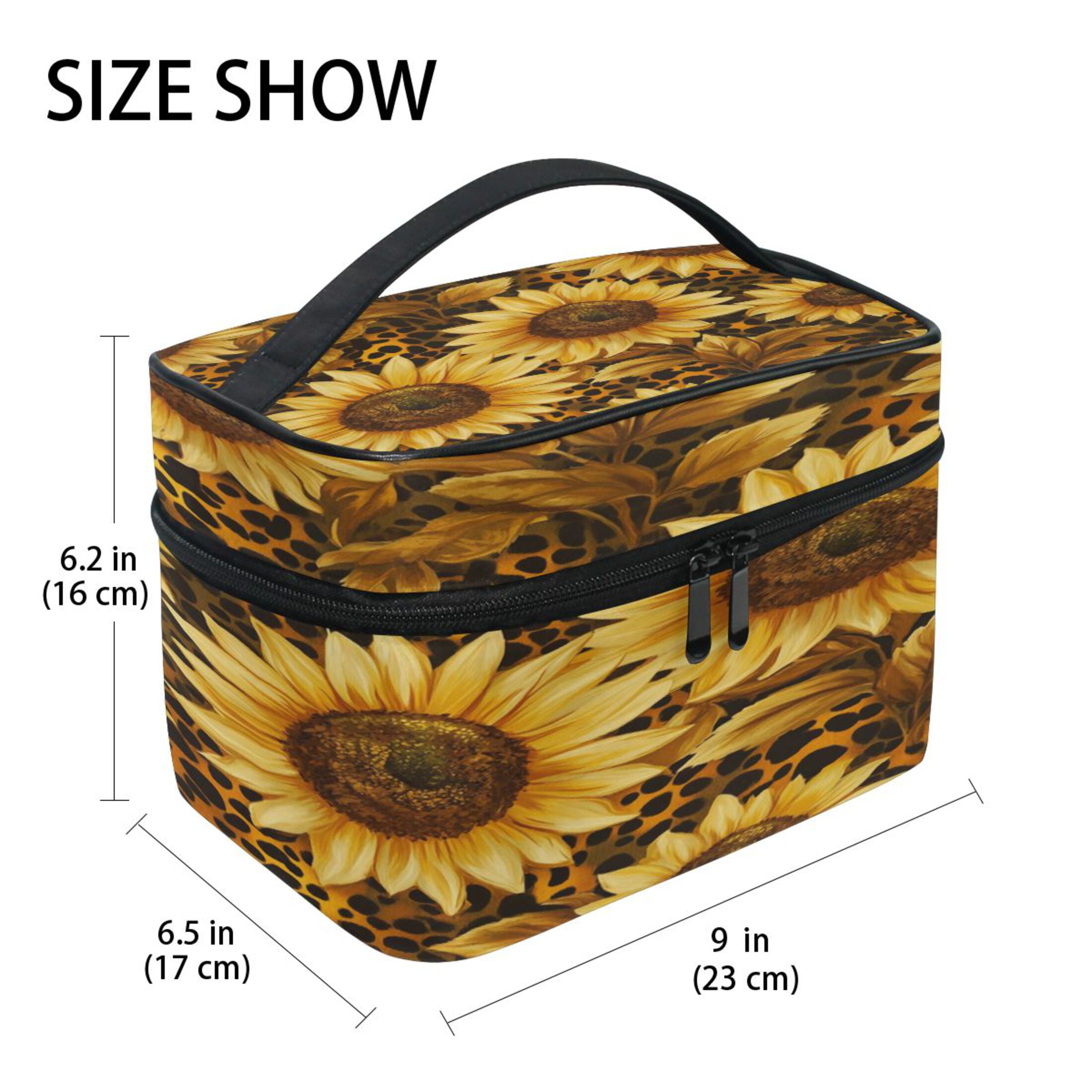 DIXRUYEE Train Case Cosmetics Organizer Fashion Sunflower Serenade ...