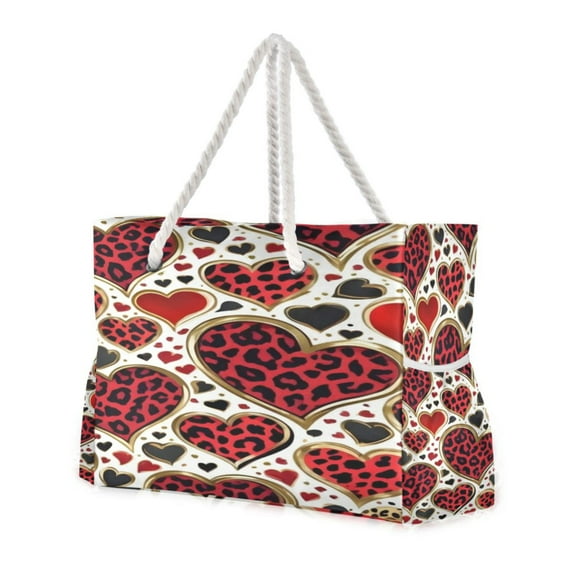 DIXRUYEE Travel Tote ShoulerBag Creative Leopard Heart Edgy Print ...