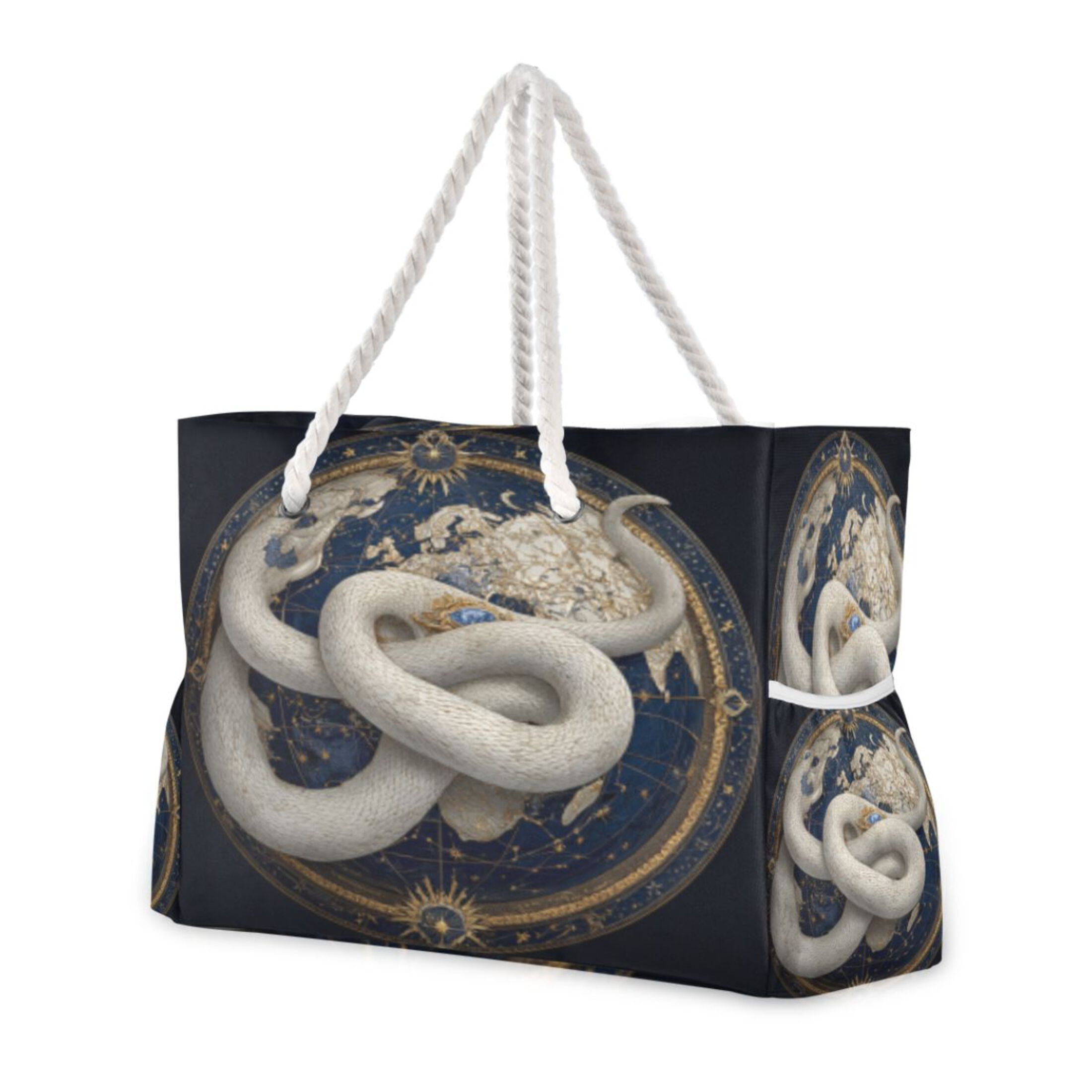 DIXRUYEE Travel Tote ShoulerBag Creative White Snake & Celestial Globe ...