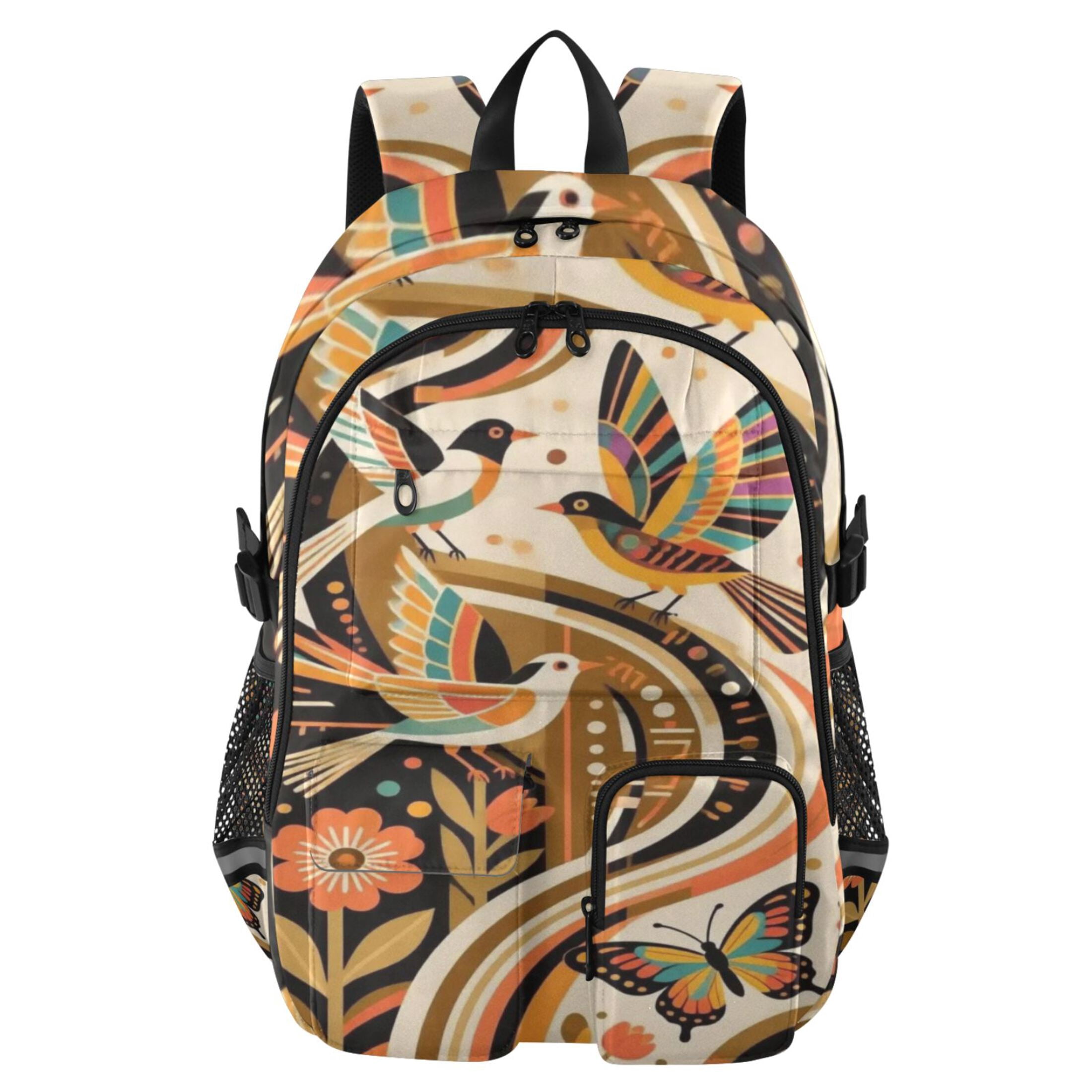 DIXRUYEE Vibrant Birds Backpack for School 14”Laptop Compatible with ...