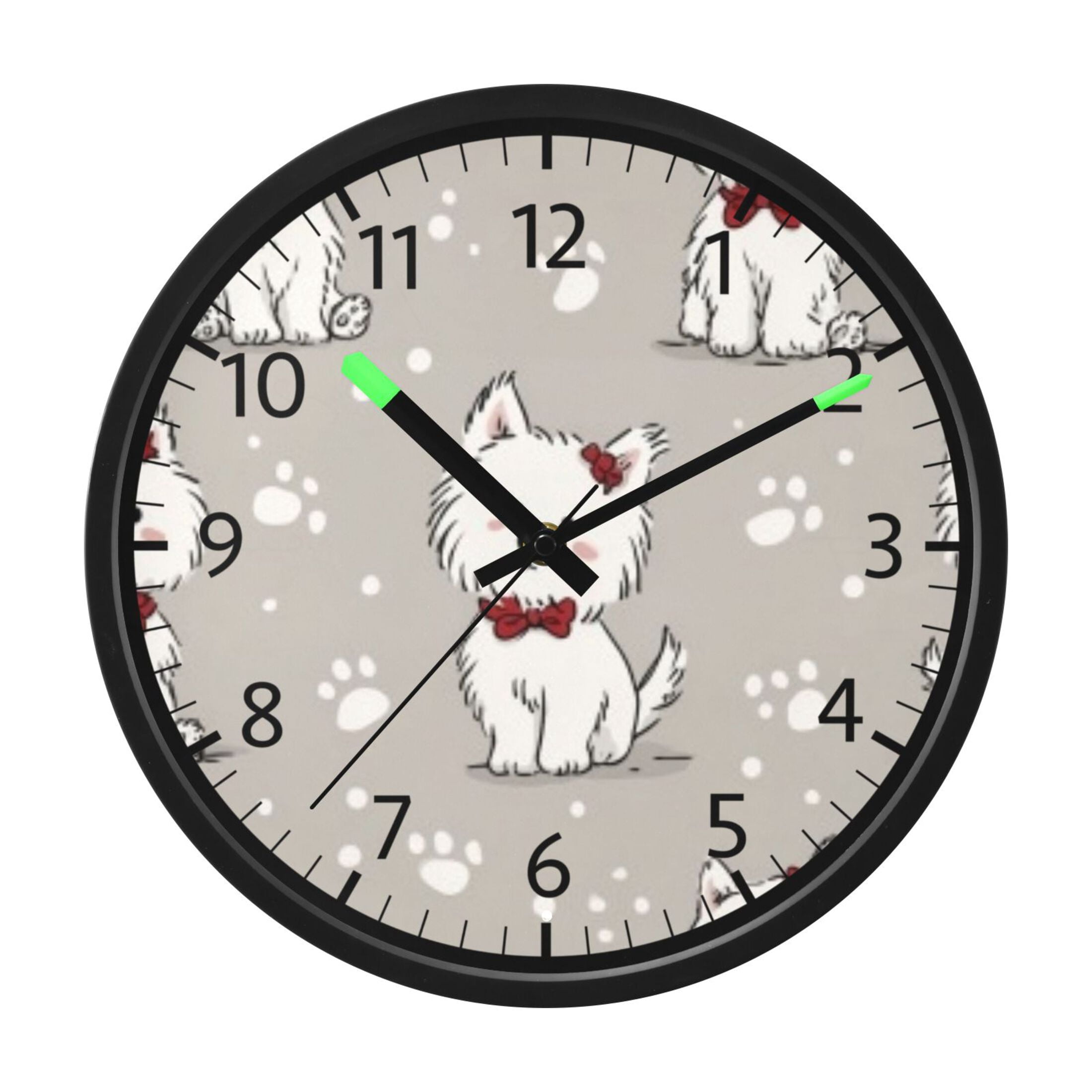 DIXRUYEE Voice Activated LED Night 12in Clock with Center Westie and ...