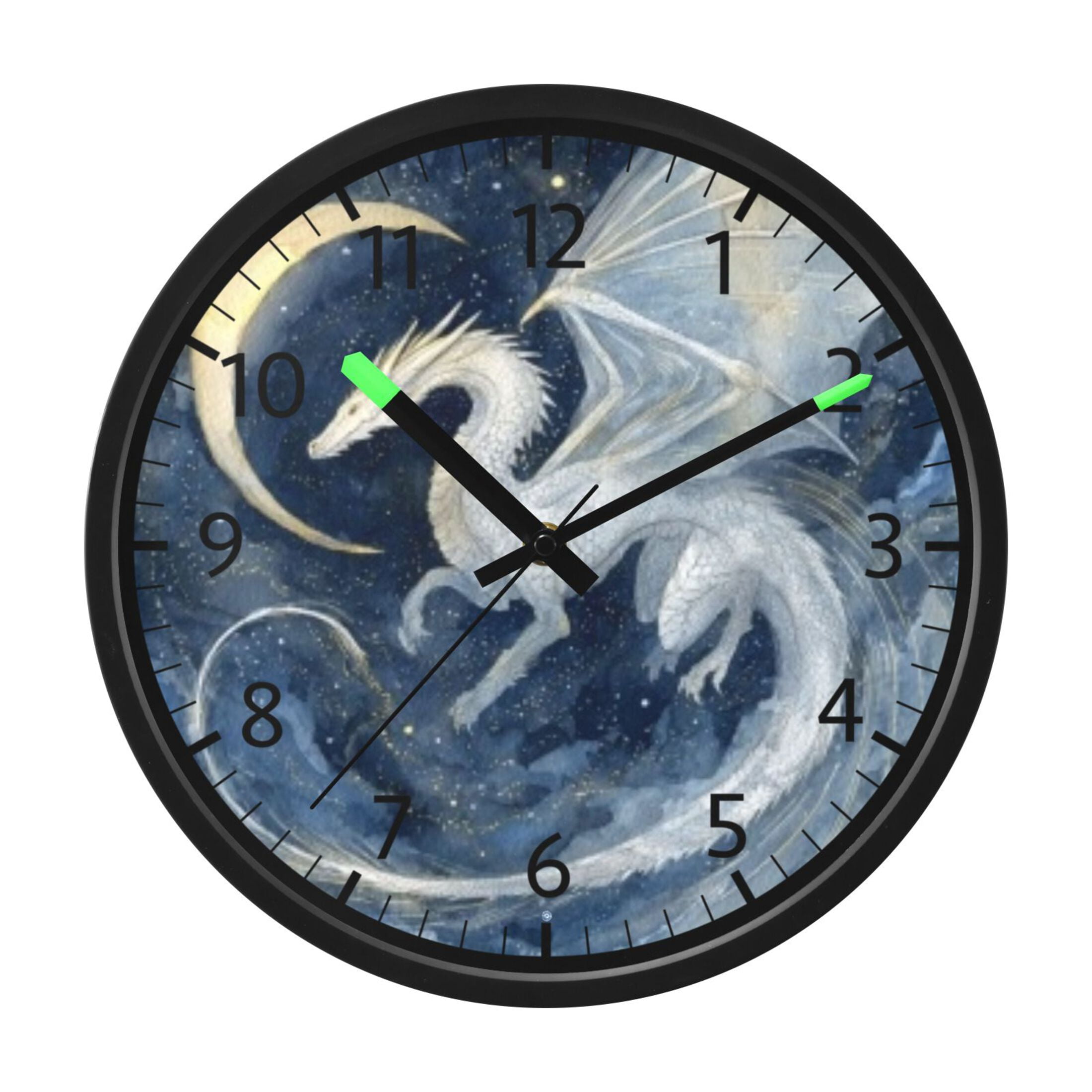 DIXRUYEE Voice Activated LED Night 12in Clock with Crescent Wyrm ...