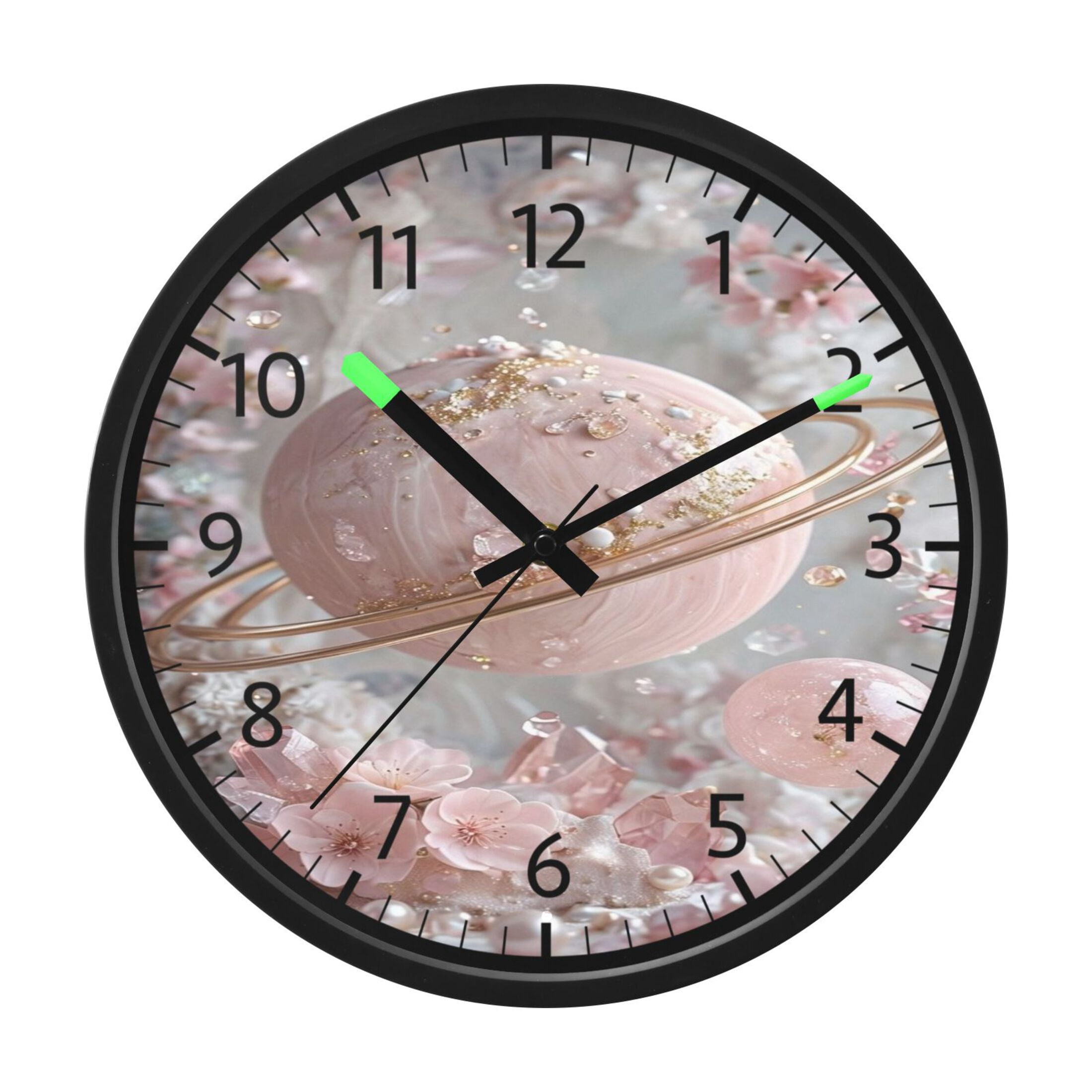 DIXRUYEE Voice Activated LED Night 12in Clock with Pinkorbit Pattern ...