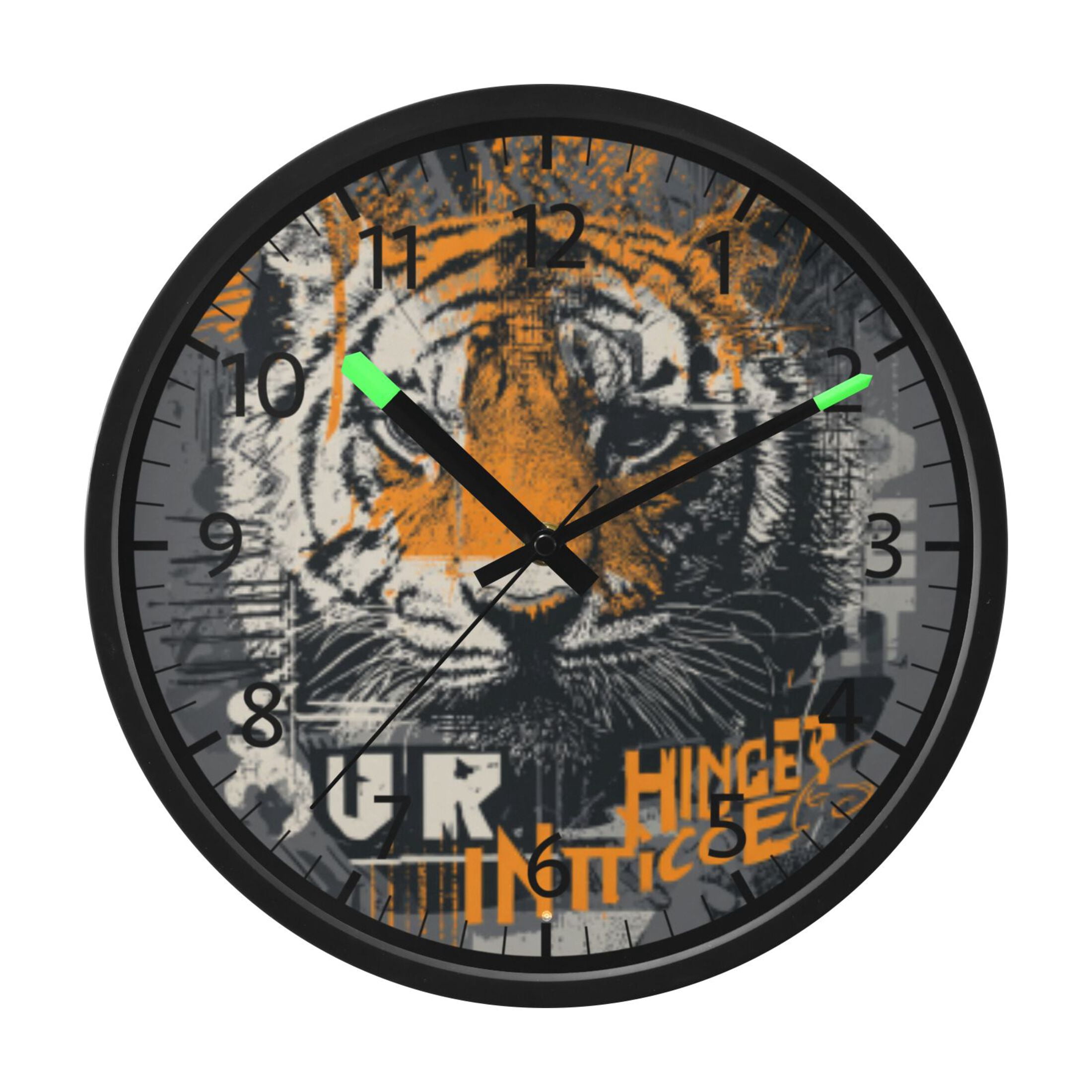 DIXRUYEE Voice Activated LED Night 12in Clock with Tiger Graffiti Crown ...