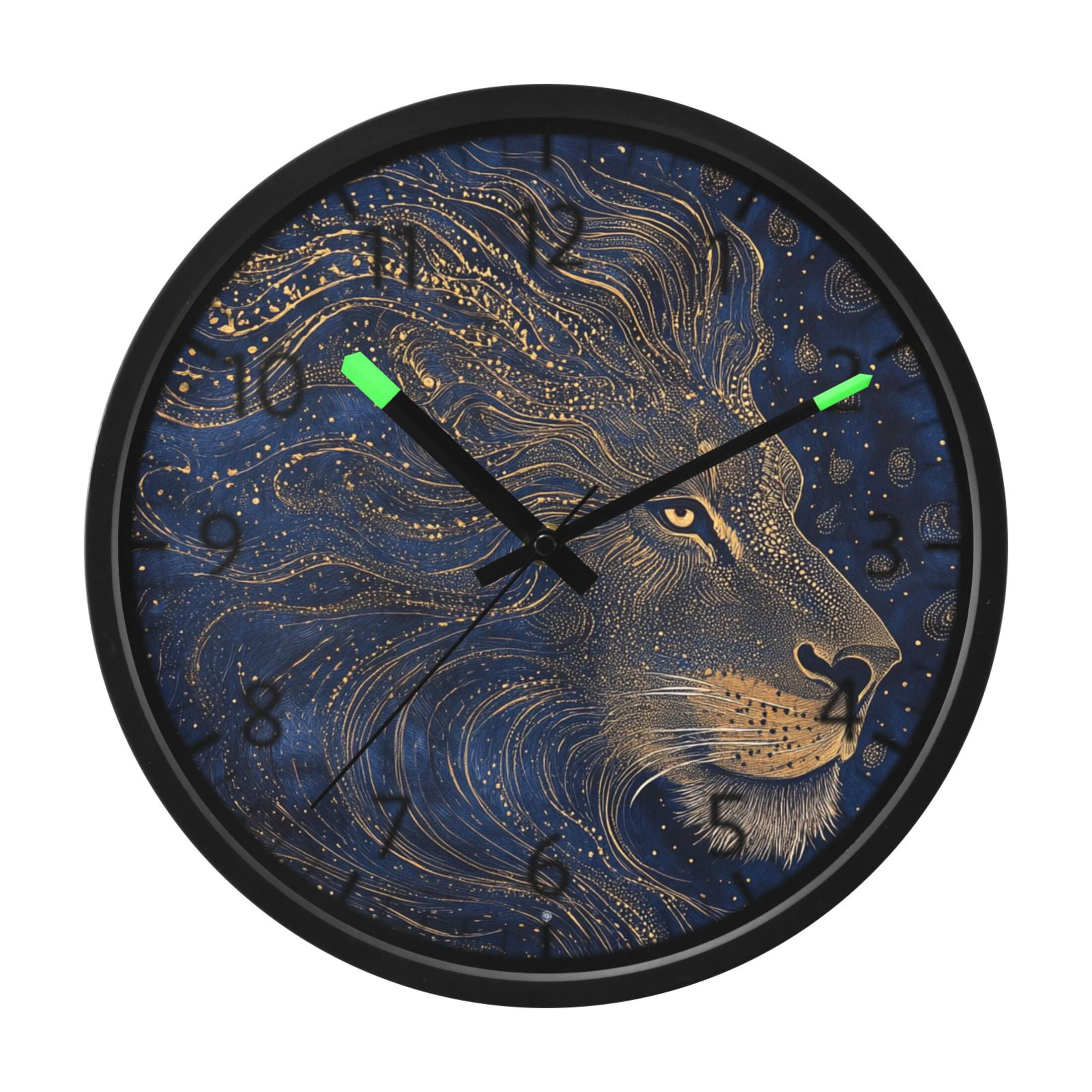 DIXRUYEE Voice Activated LED Night Wall Clock Size:12in Cosmic Lion's ...