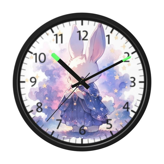 DIXRUYEE Voice Activated LED Night Wall Clock Size:12in Enchanted Bunny ...