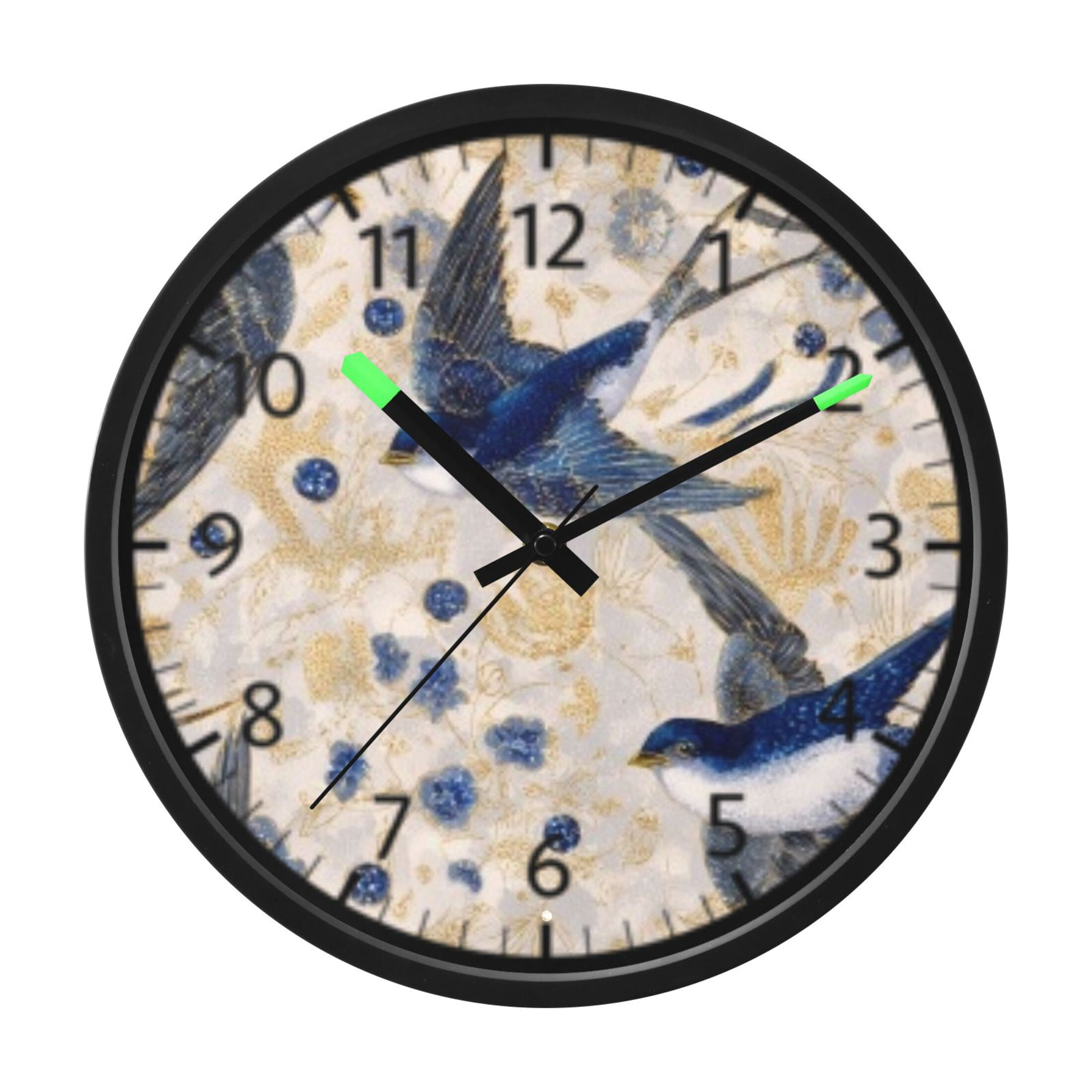 DIXRUYEE Voice Activated LED Night Wall Clock Size:12in Indigo Swallows ...