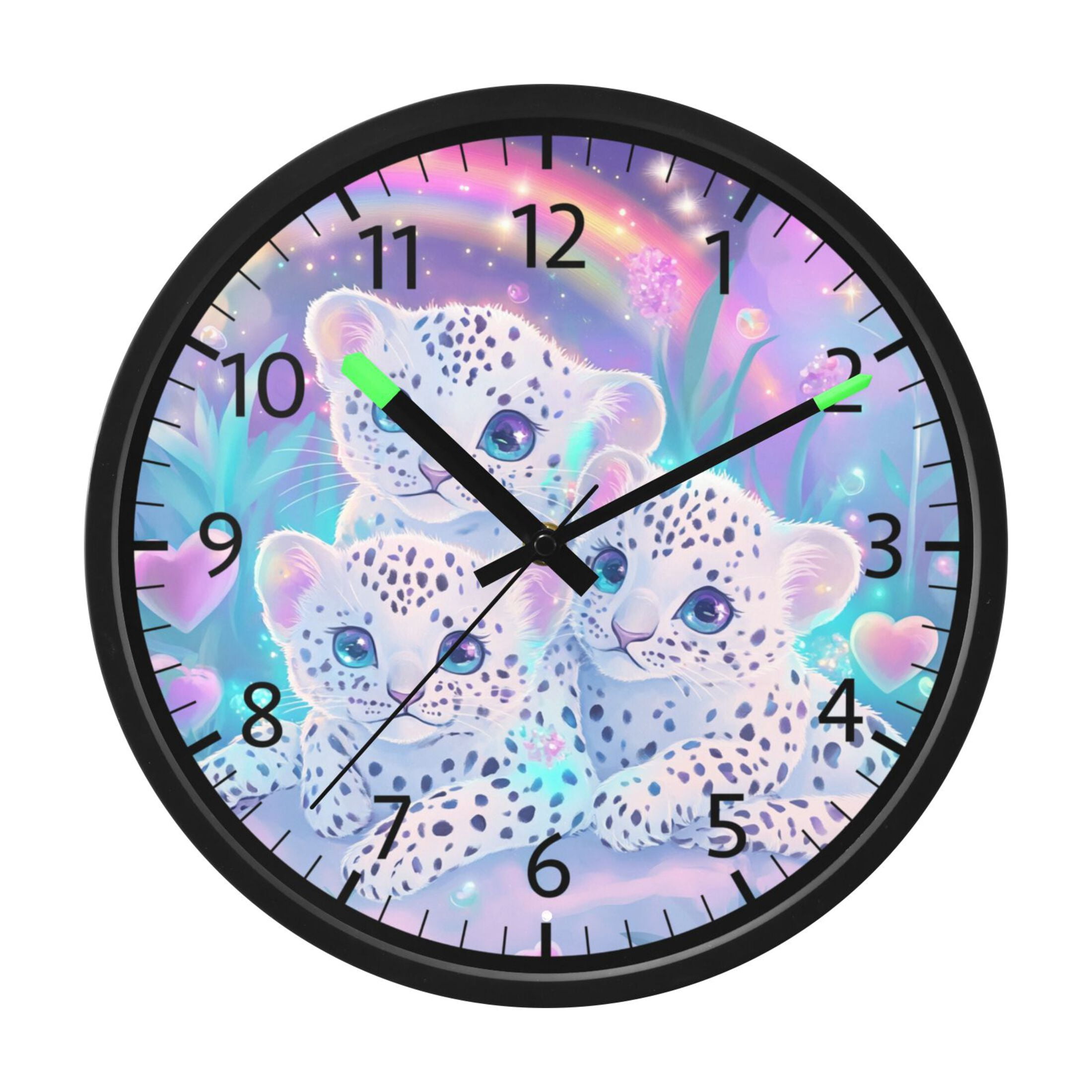 DIXRUYEE Voice Activated LED Night Wall Clock Size:12in Leopard Trio ...