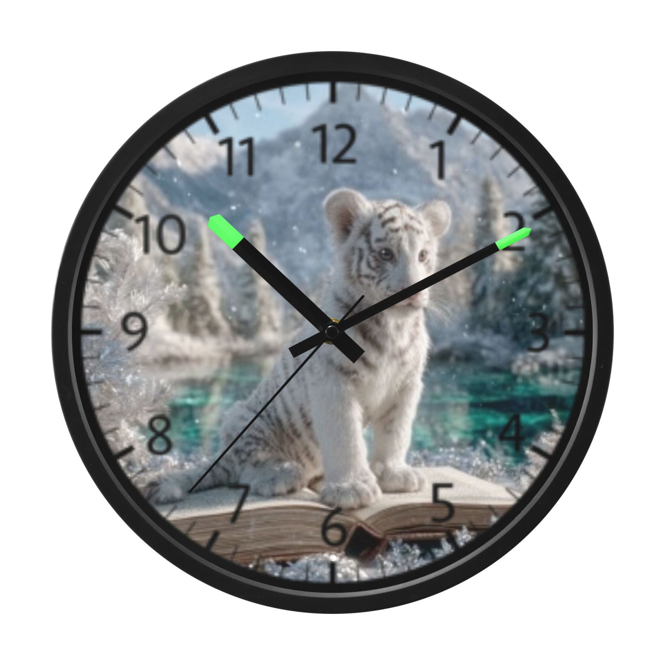 DIXRUYEE Voice Activated LED Night Wall Clock Size:12in Mountain Book ...