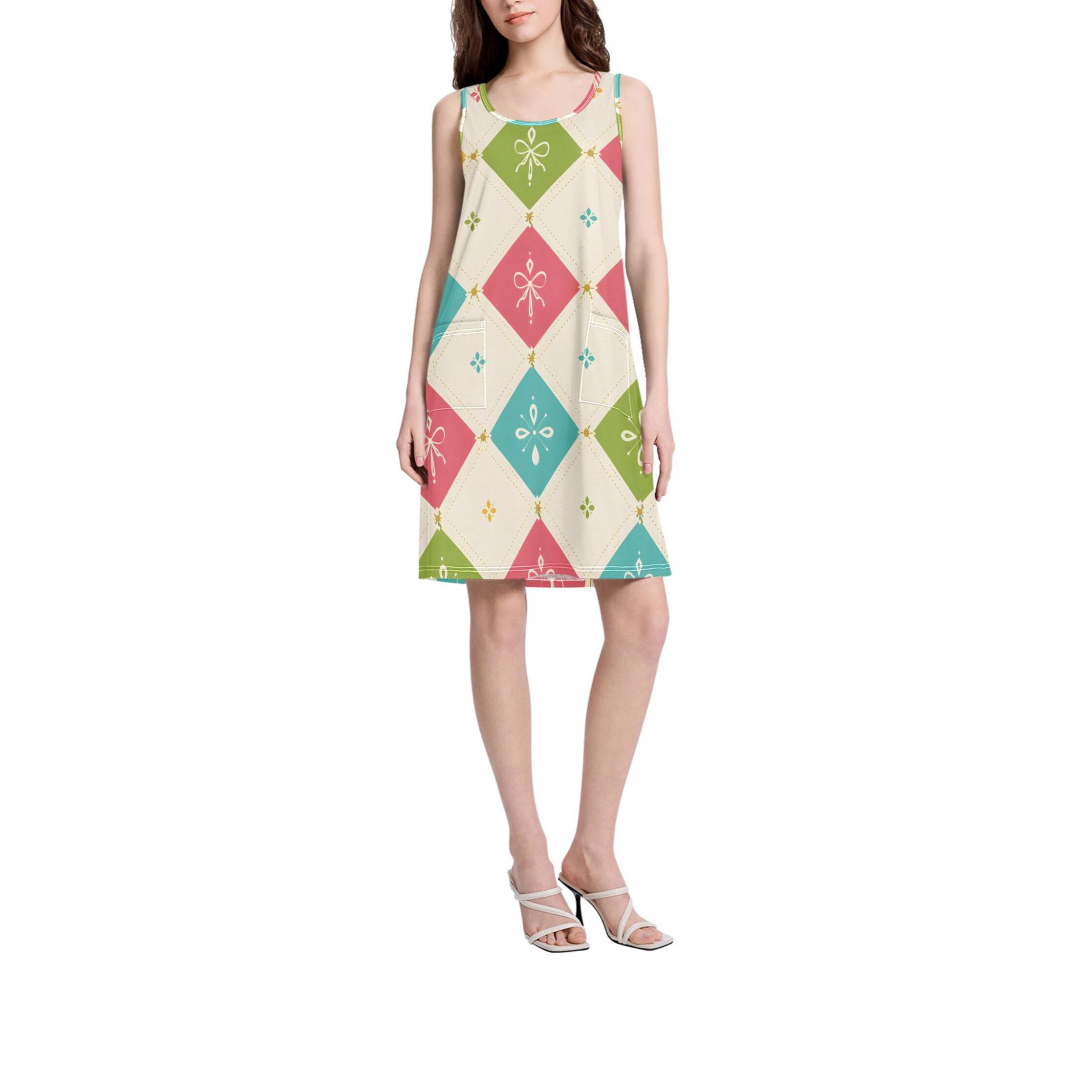 DIXRUYEE Womens Dresses Loose Neck Sleeveless Oversize Butterfly Blocks ...