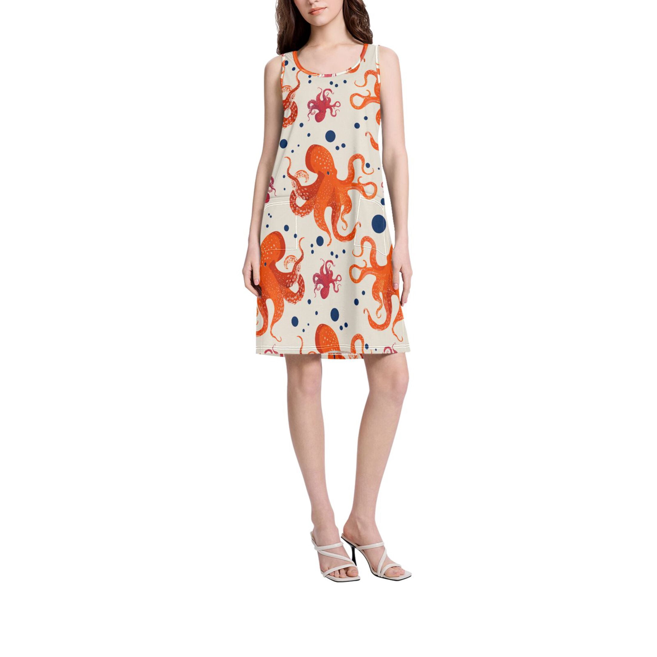 DIXRUYEE Womens Dresses Loose Neck Sleeveless Oversize Hand Drawn ...