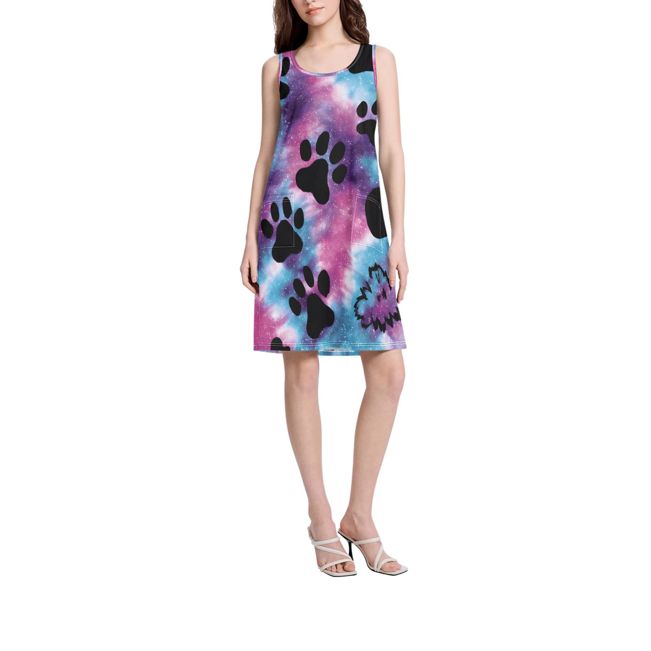 DIXRUYEE Womens Dresses Loose Neck Sleeveless Oversize Starry Claw ...