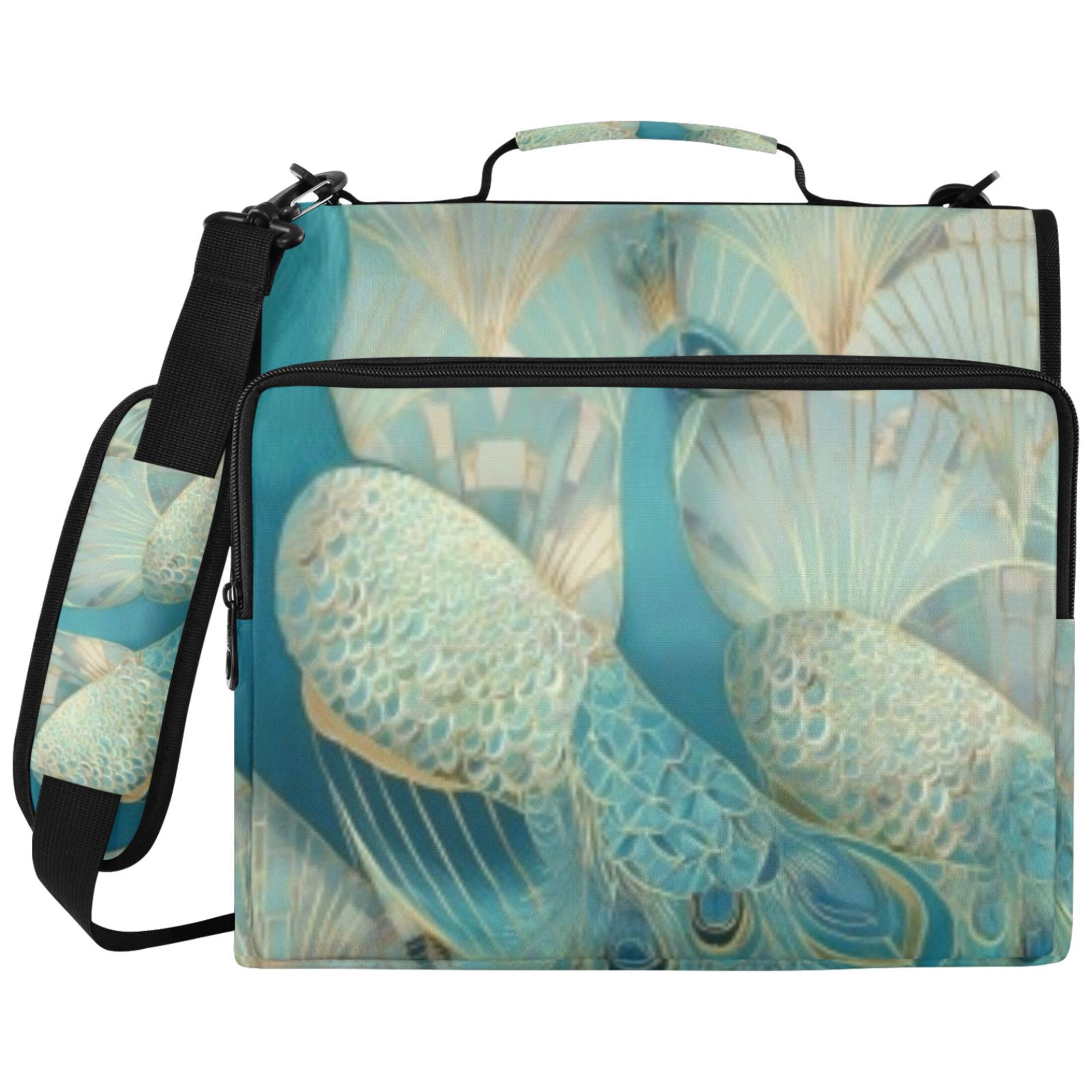 DIXRUYEE Zipper Binder File Keeper Documents Organized-Art Deco Peacock ...