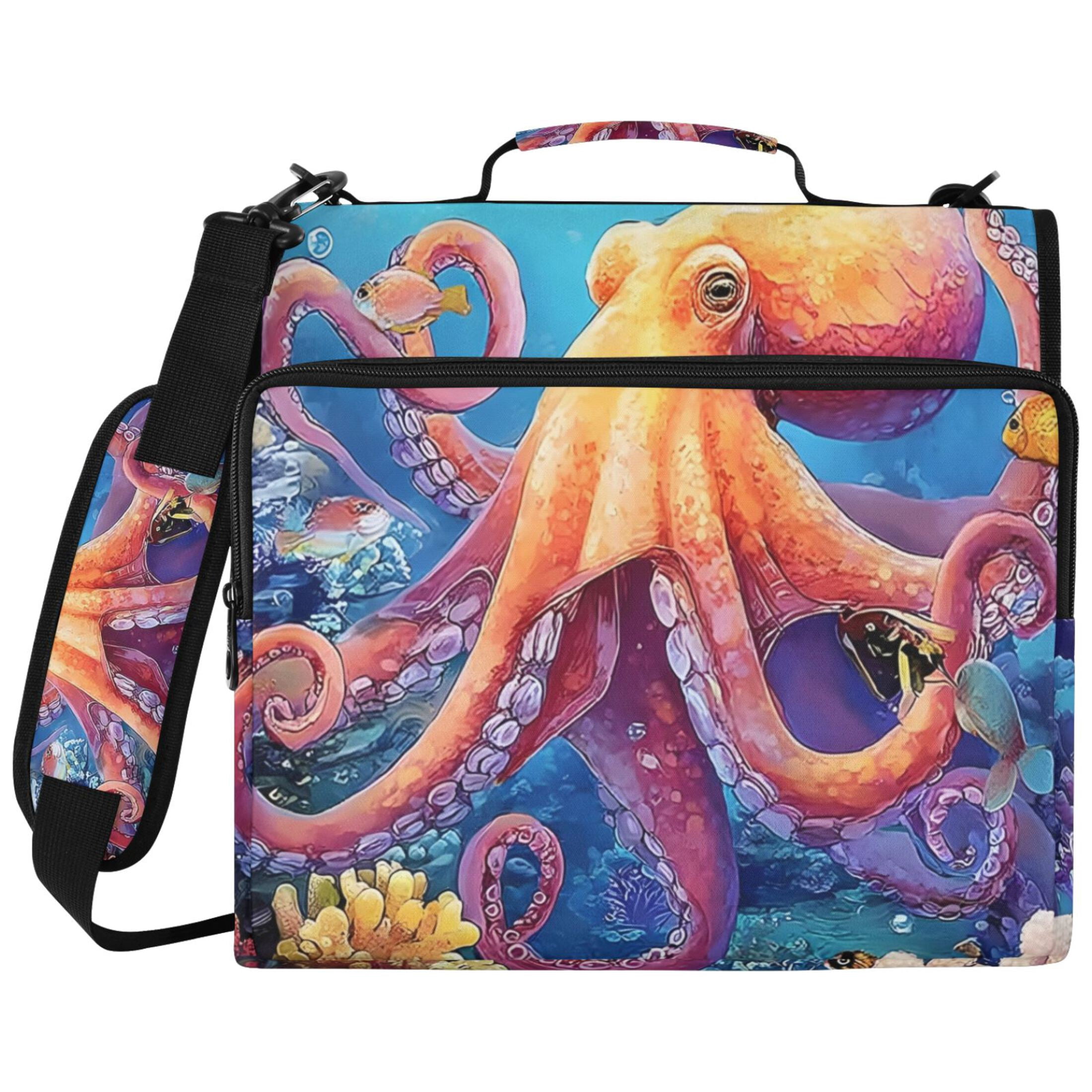 DIXRUYEE Zipper Binder File Keeper Documents Organized-Coral Octopus Of ...