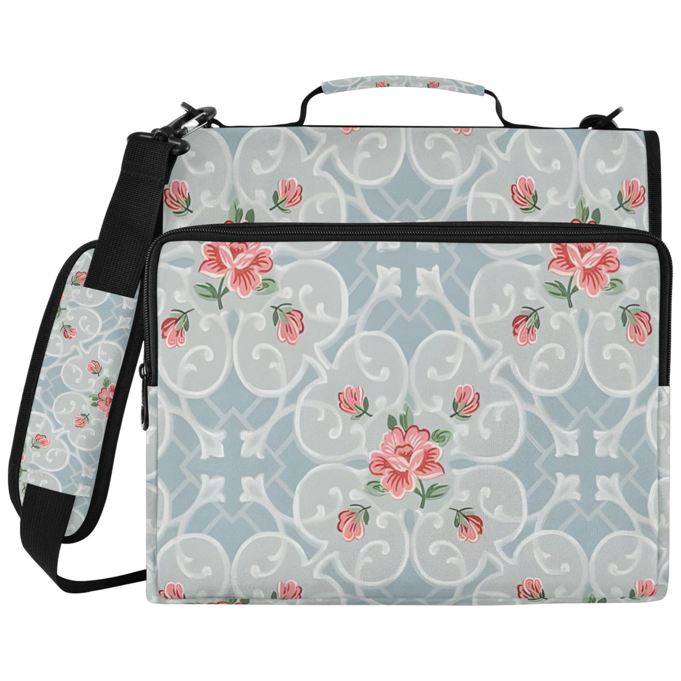 DIXRUYEE Zipper Binder File Keeper Documents Organized-Floral Lattice ...