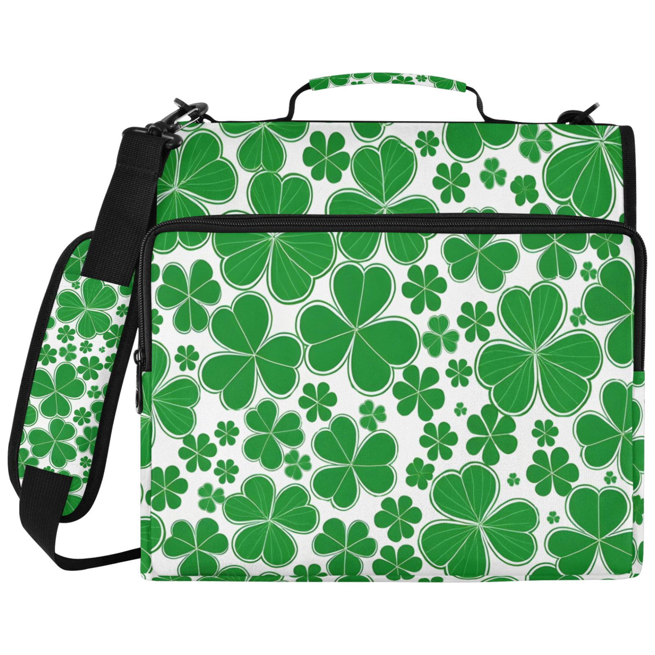 DIXRUYEE Zipper Binder File Keeper Documents Organized-Green Clover Of ...