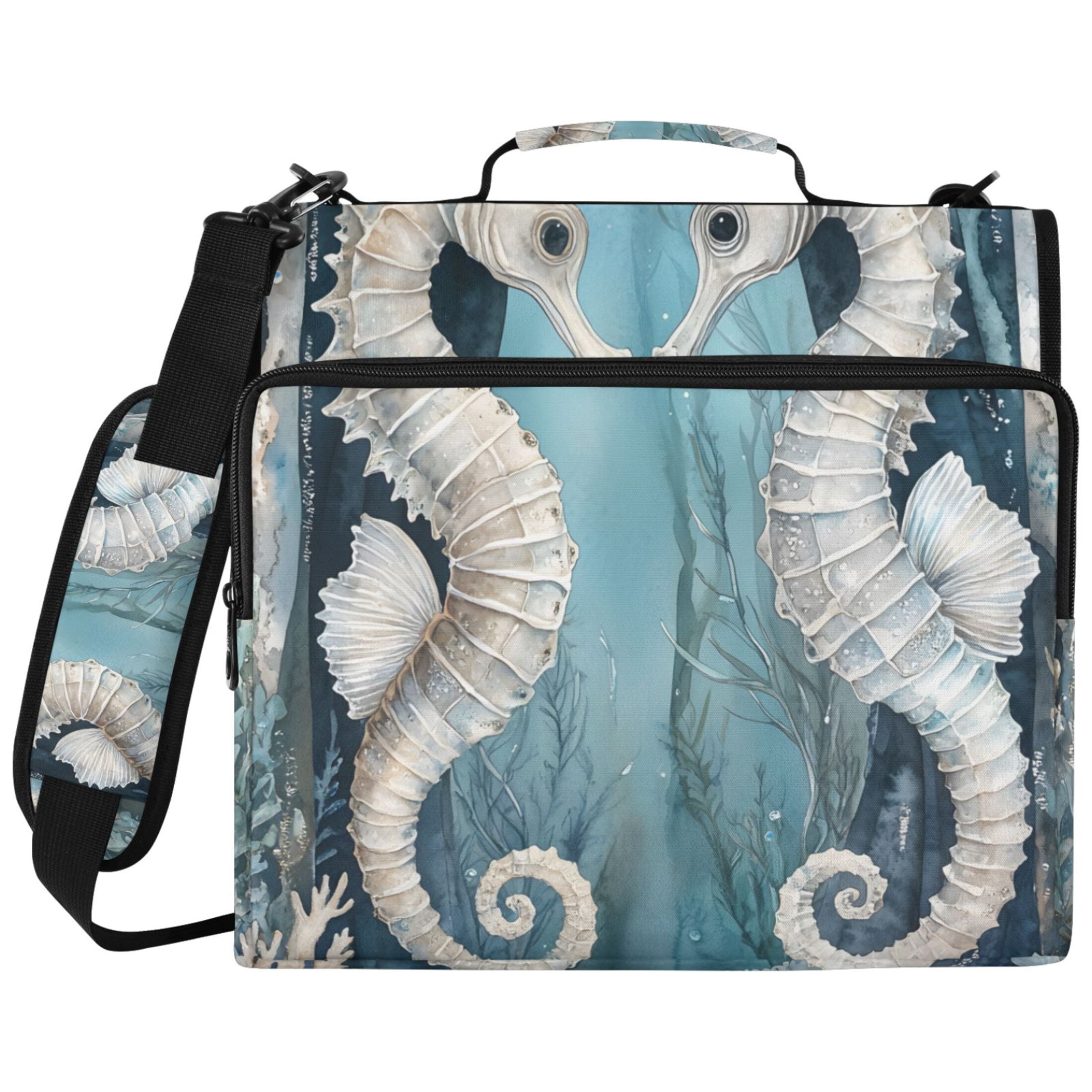 DIXRUYEE Zipper Binder File Keeper Documents Organized-Seahorses ...