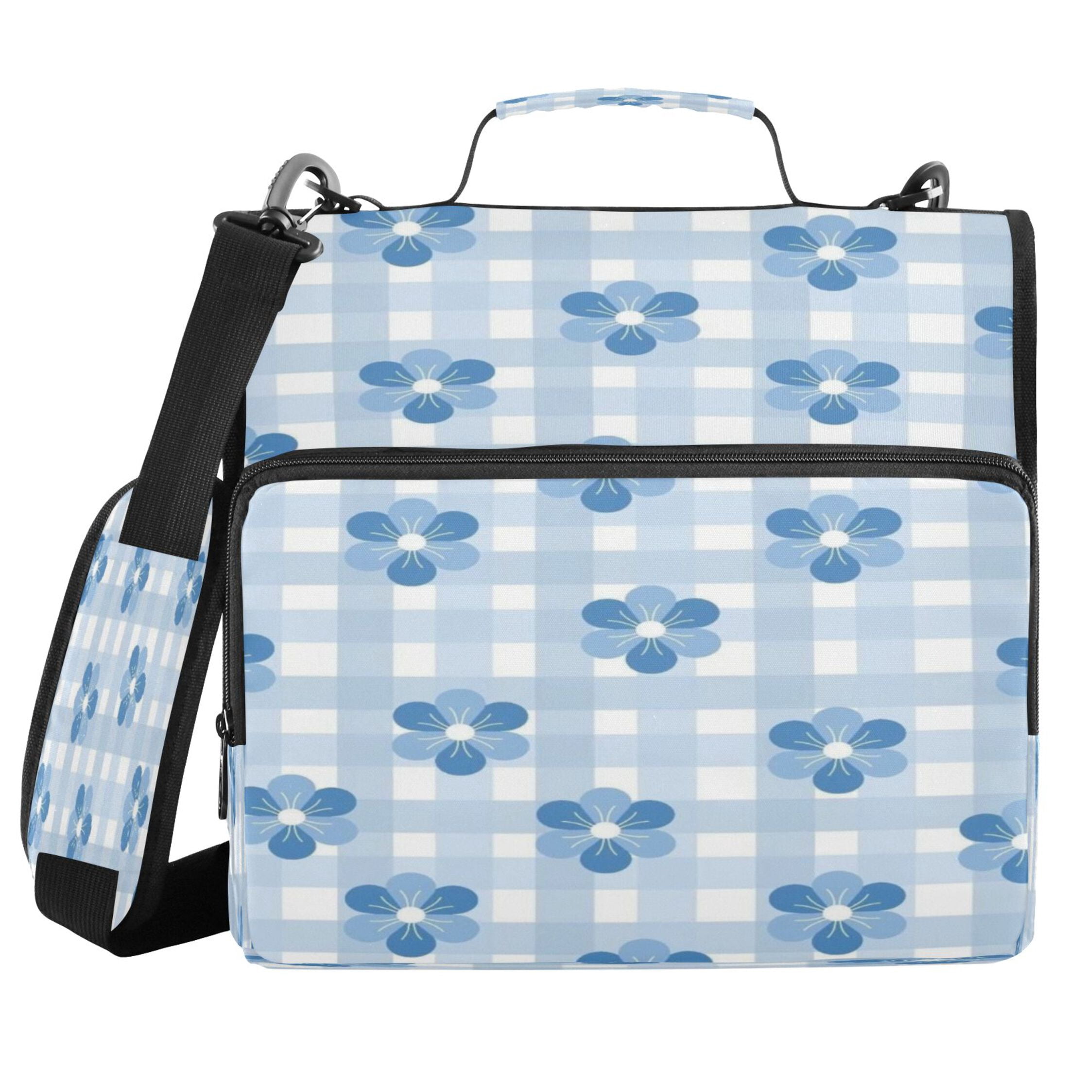 DIXRUYEE Zipper Binder trapper keeper Documents Organized Blue Flowers ...