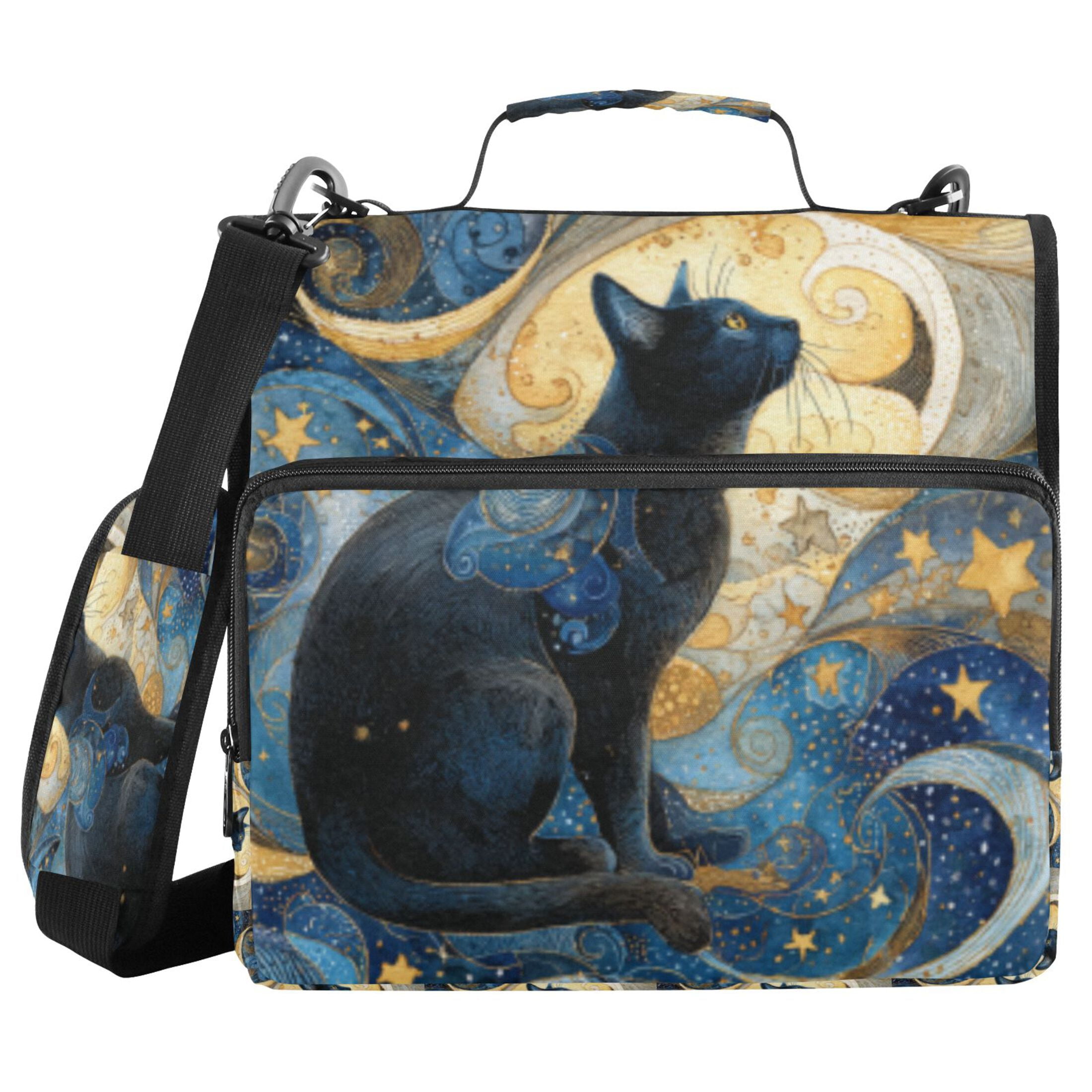 DIXRUYEE Zipper Binder trapper keeper Documents Organized Celestial Cat ...