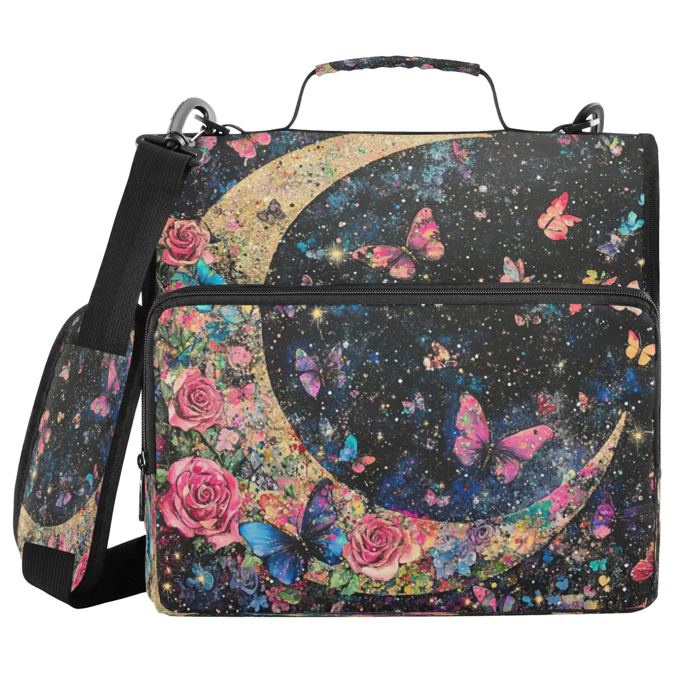 DIXRUYEE Zipper BinderTrapper of keeper Documents Organized Design Celestial Butterflies and ...