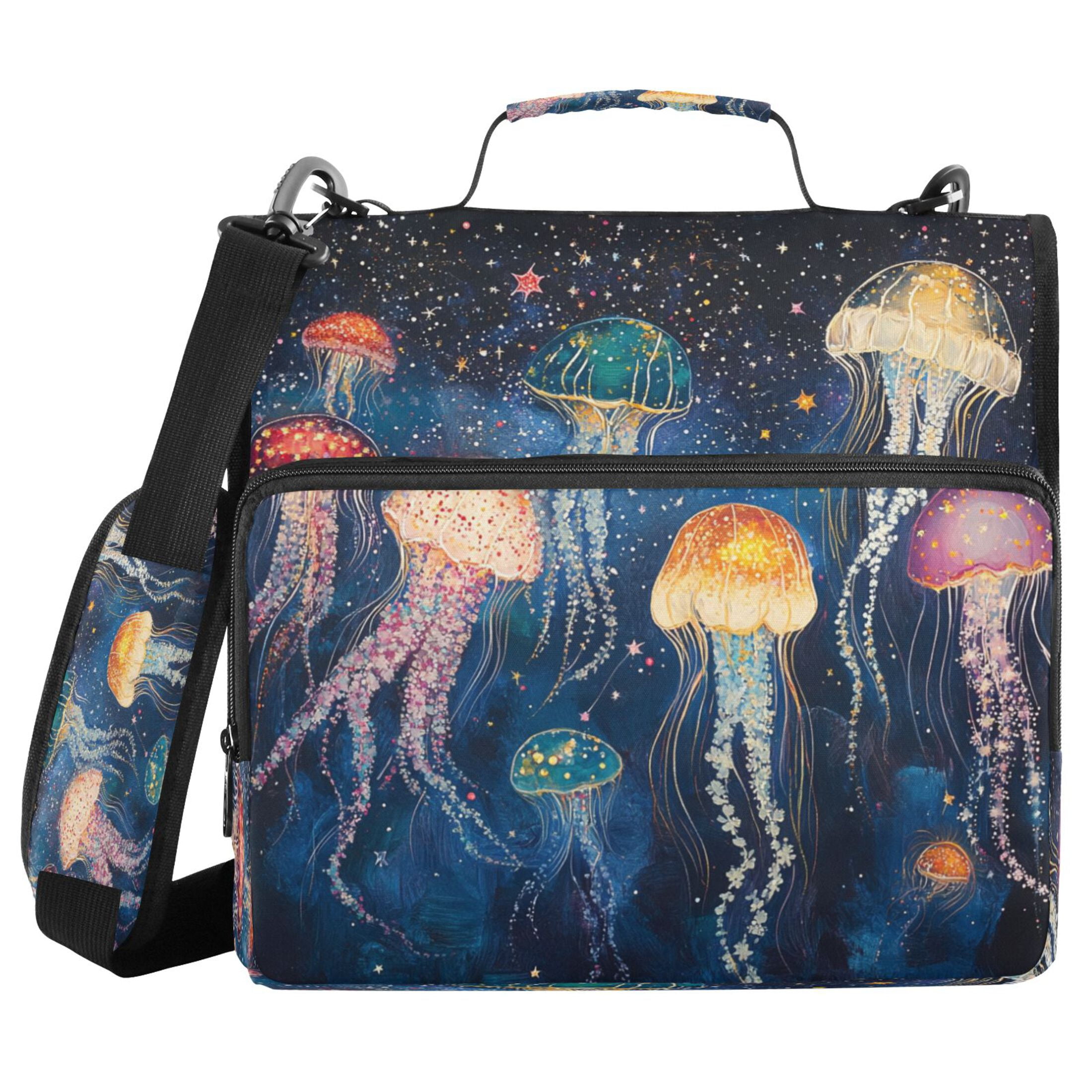 DIXRUYEE Zipper BinderTrapper of keeper Documents Organized Design Celestial Jellyfish Symphony ...