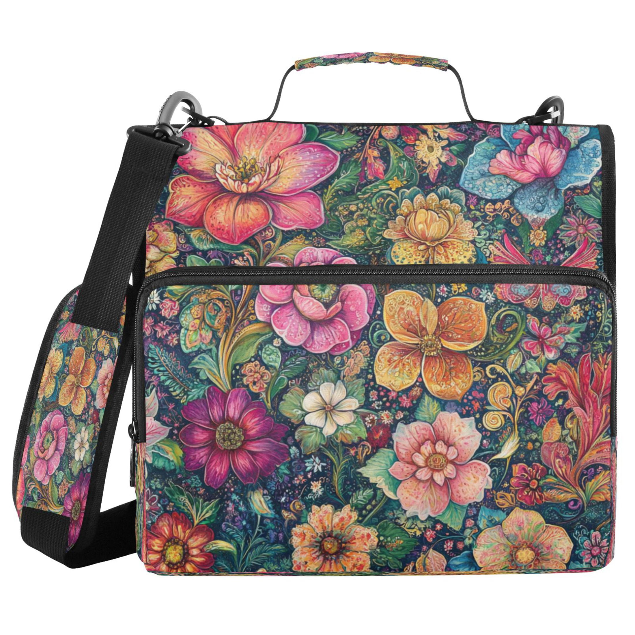 DIXRUYEE Zipper BinderTrapper of keeper Documents Organized Design Garden Medley Printed ...
