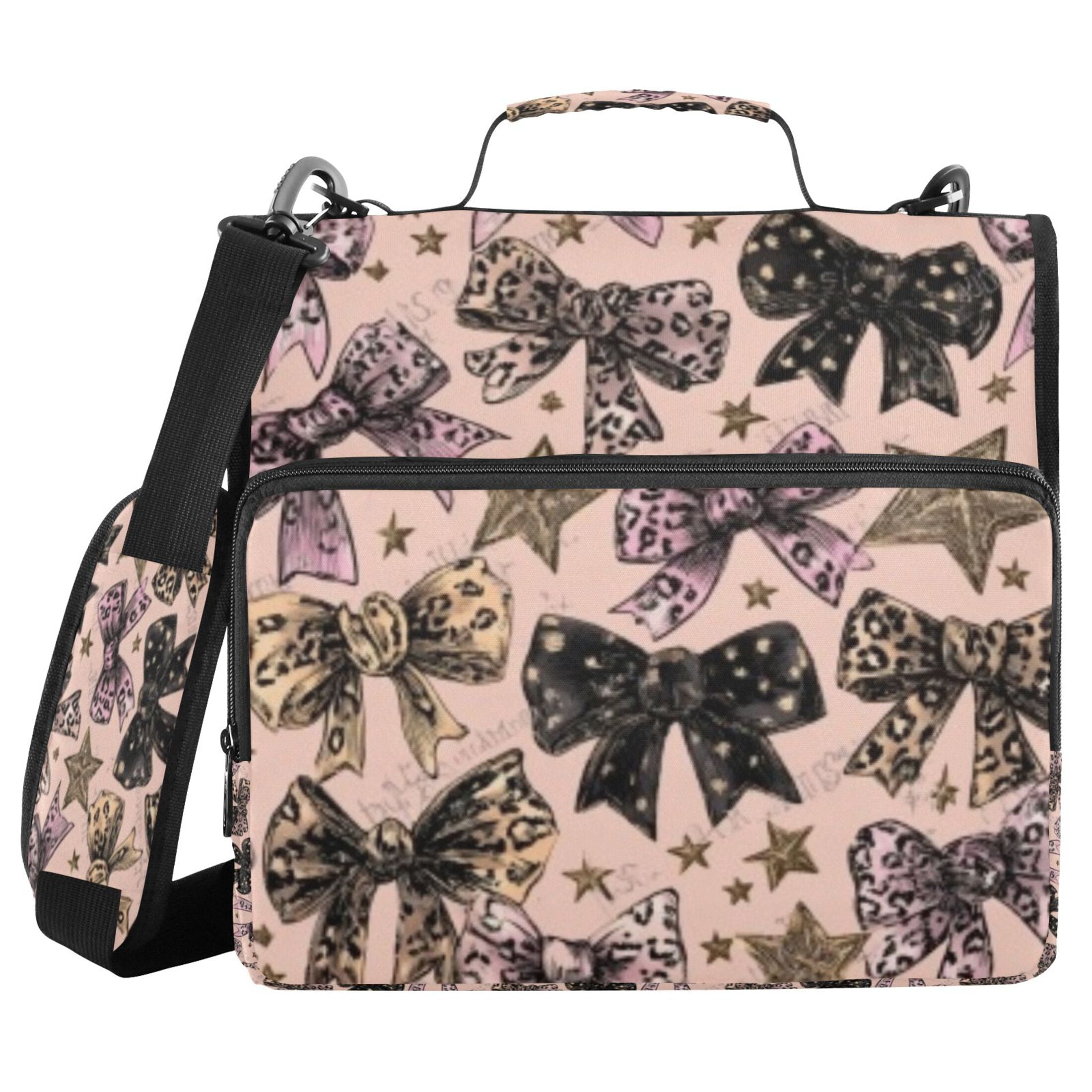 DIXRUYEE Zipper Binder trapper keeper Documents Organized Gilded Bow ...