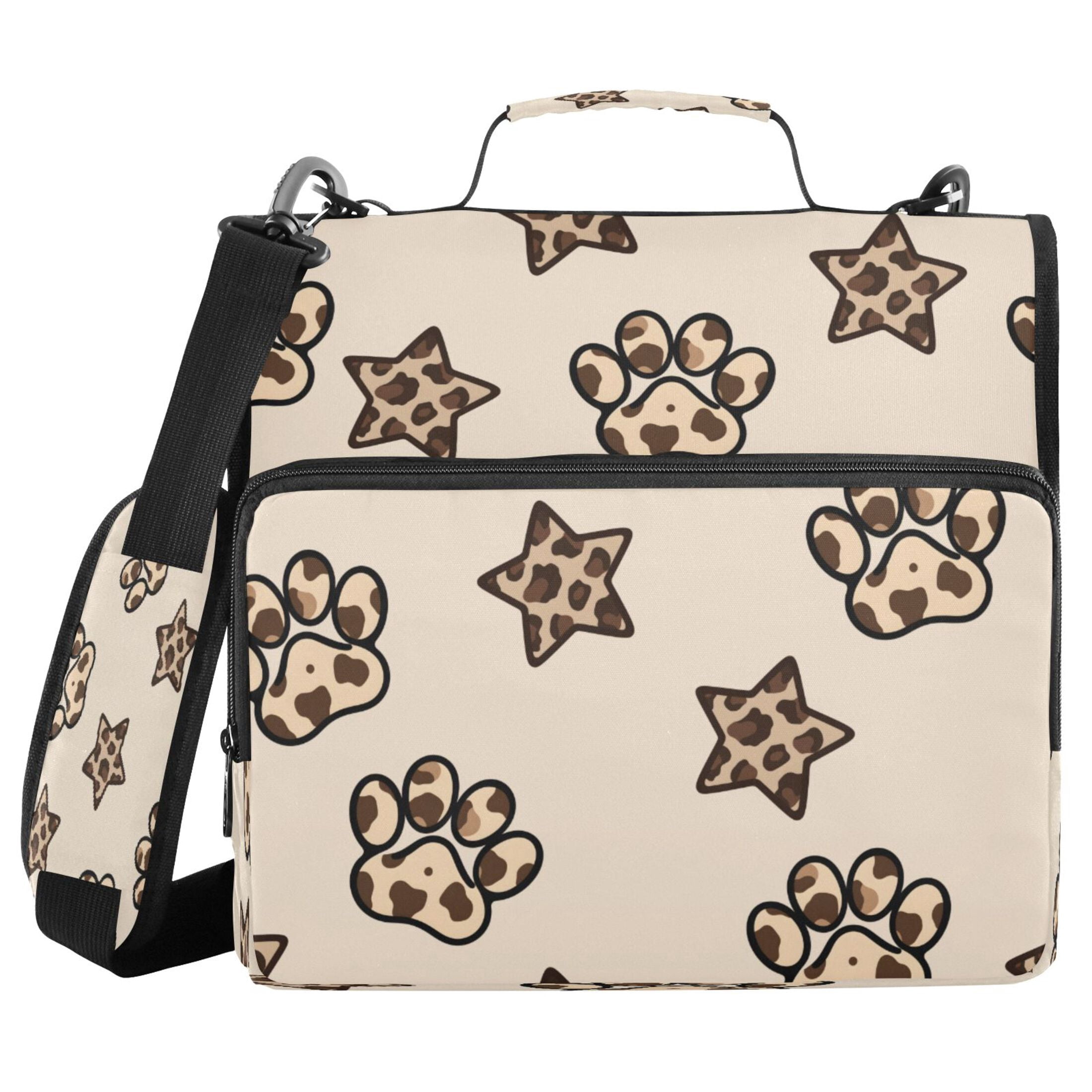 DIXRUYEE Zipper Binder trapper keeper Documents Organized Leopard Paw ...