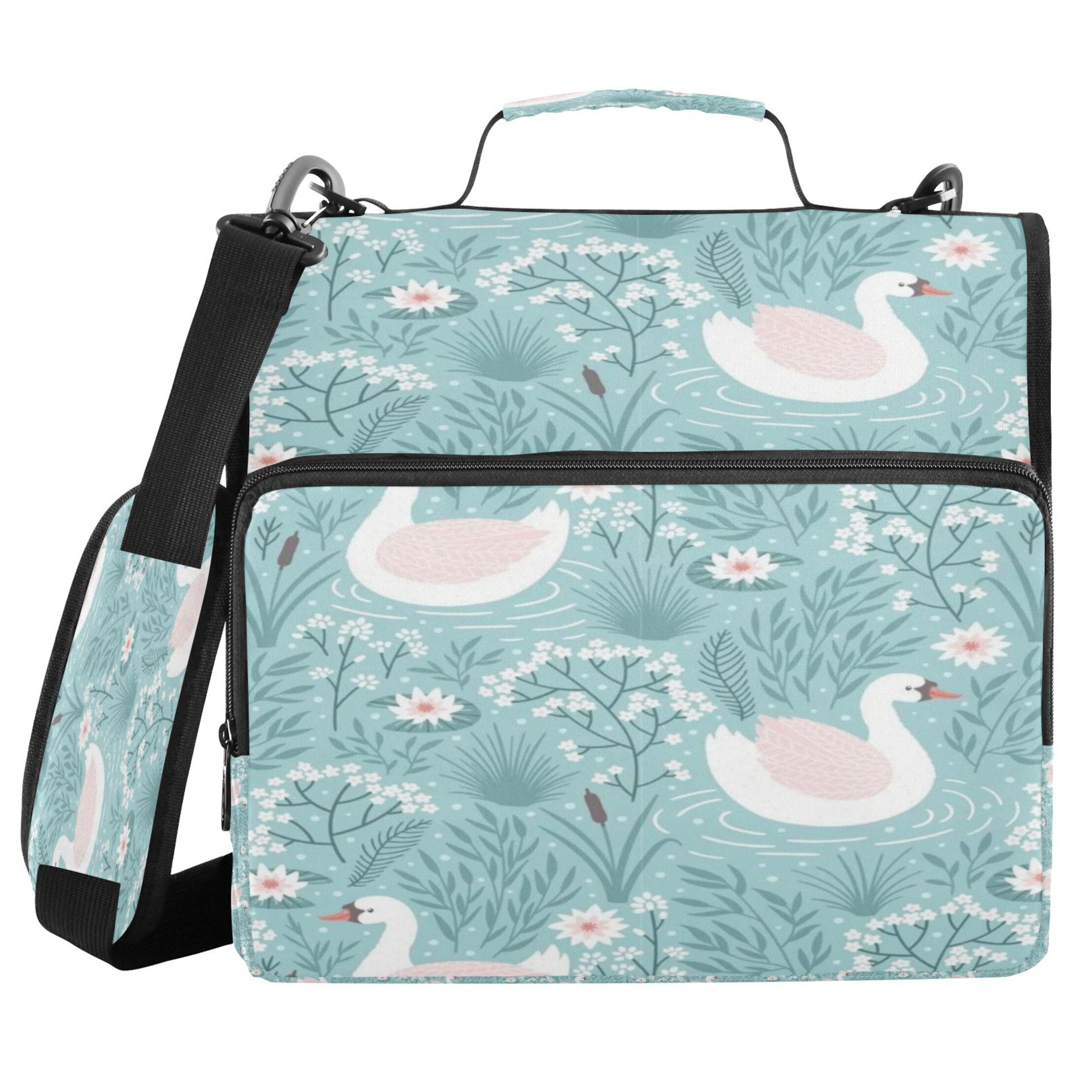 DIXRUYEE Zipper Binder trapper keeper Documents Organized Sky Blue Swan ...