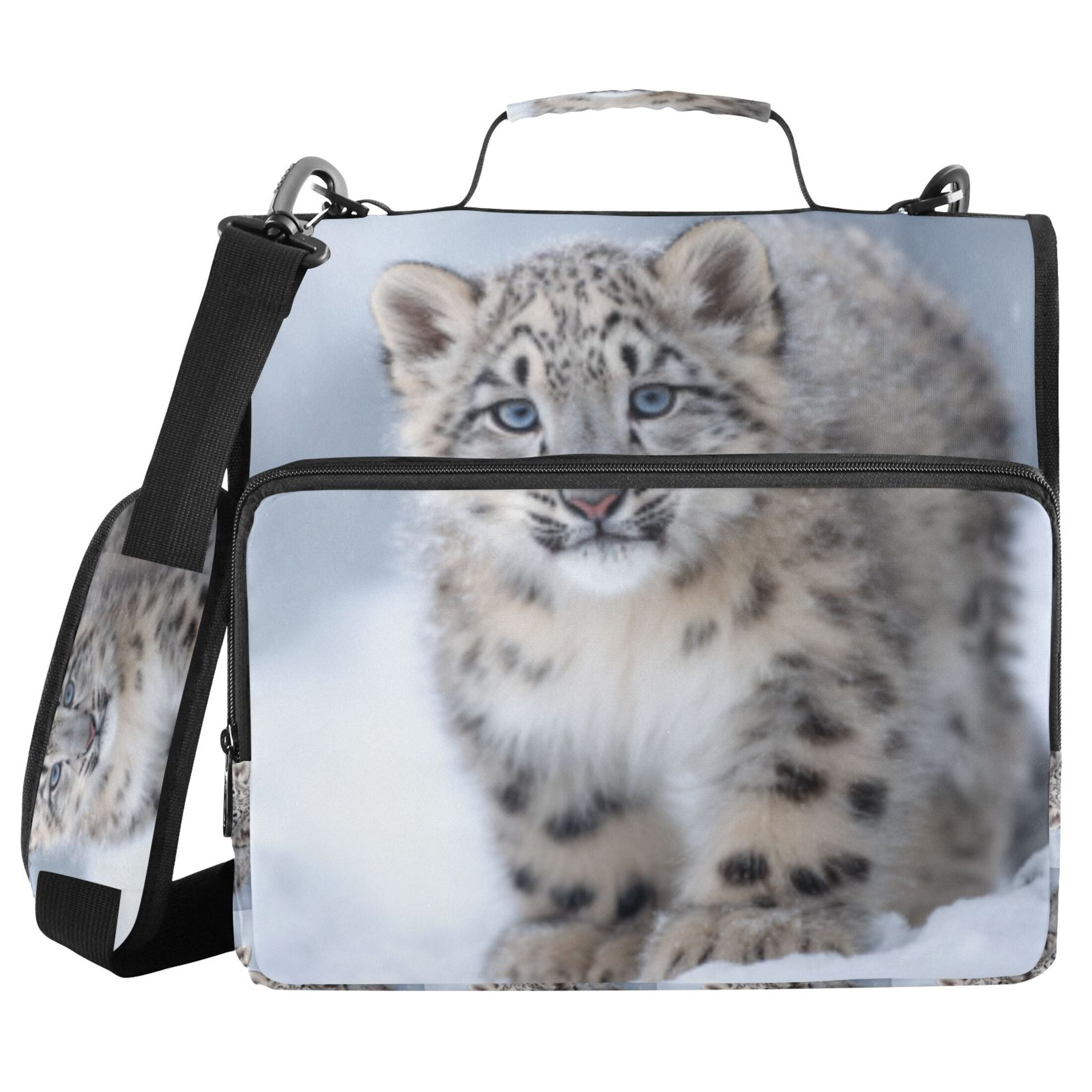 DIXRUYEE Zipper Binder trapper keeper Documents Organized Snow Leopard ...