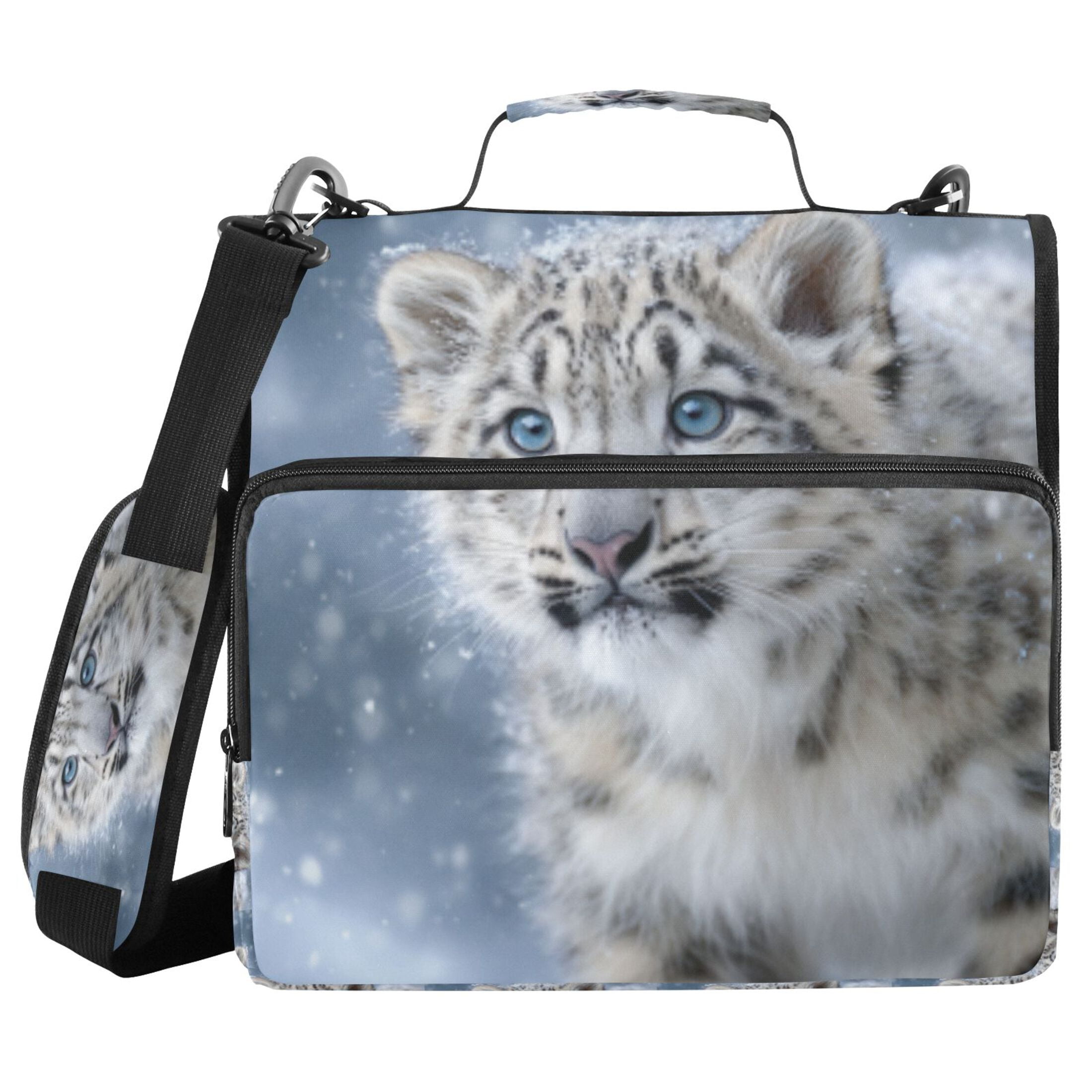 DIXRUYEE Zipper Binder trapper keeper Documents Organized Snowy Leopard ...