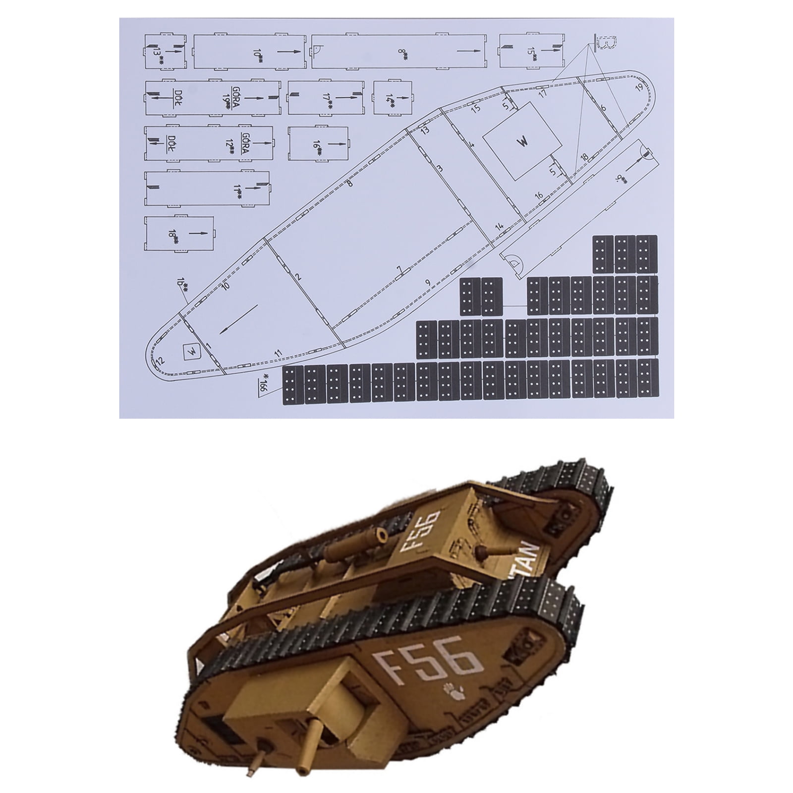 DIY 1/25 Scale UK Mark Mk IV Male Tank Paper Model Puzzle Kit Retro ...