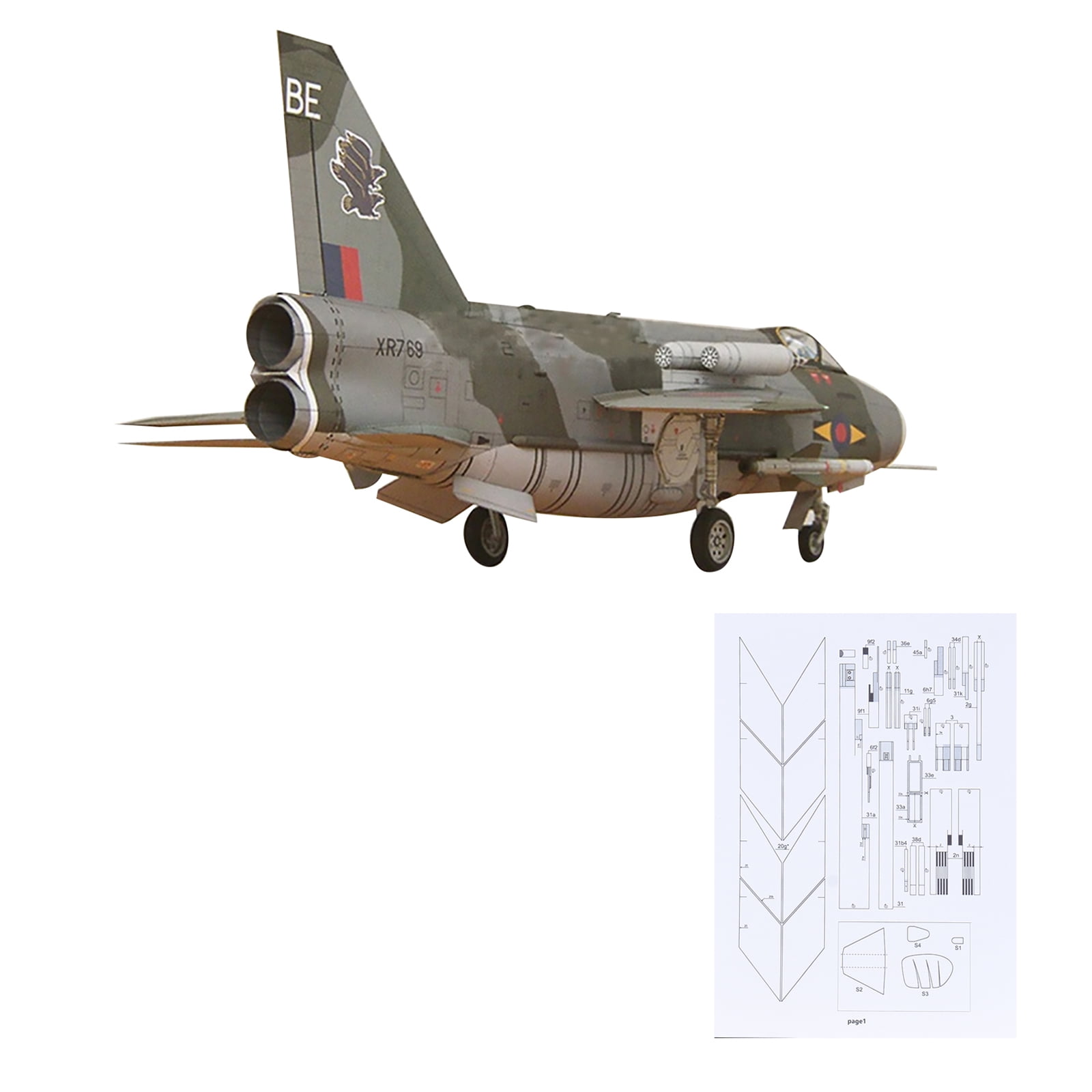 DIY 1/33 Scale British Lightning F Mk.6 Fighter Paper Model Military ...
