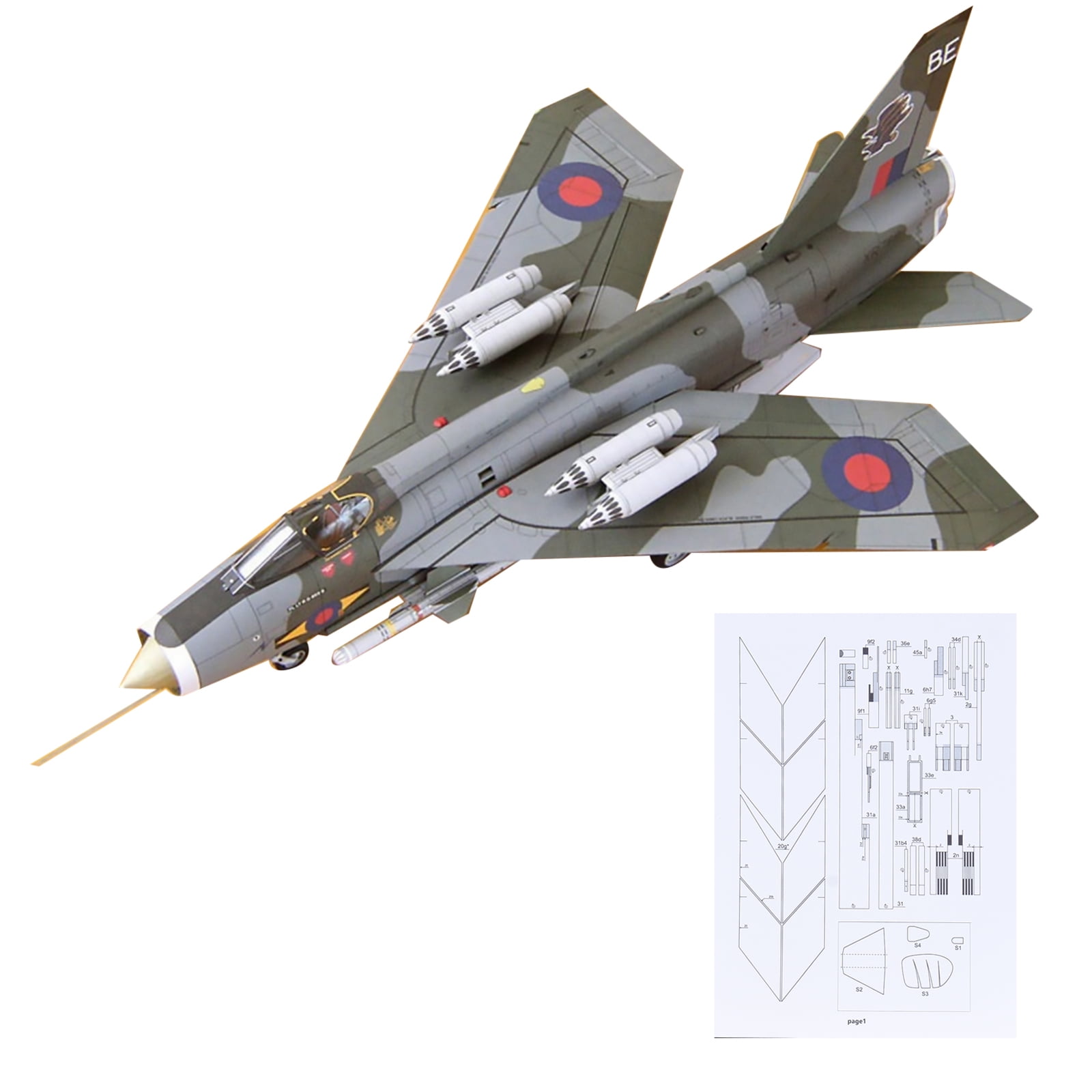 DIY 1/33 Scale British Lightning F Mk.6 Fighter Paper Model Military ...