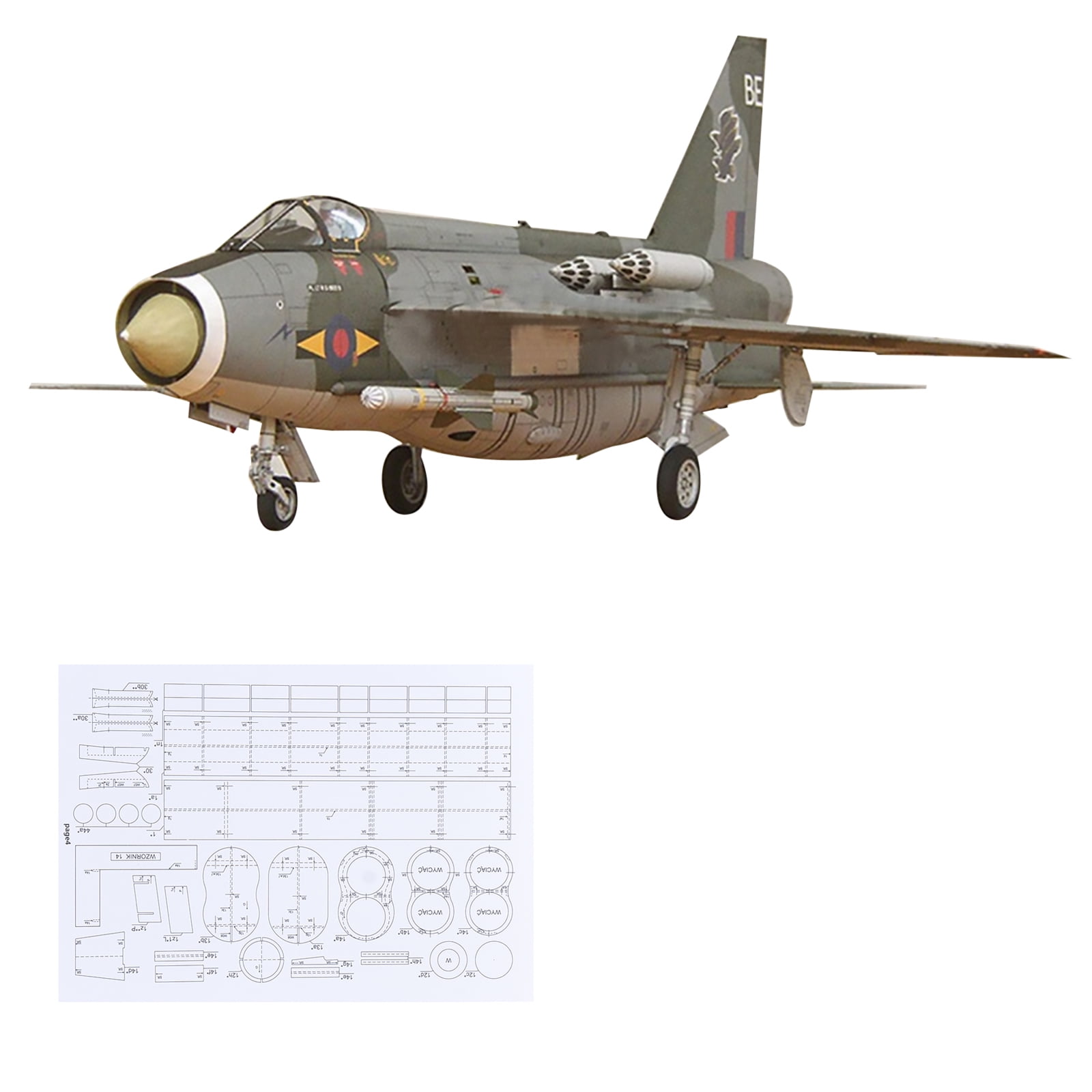 DIY 1/33 Scale British Lightning F Mk.6 Fighter Paper Model Military ...