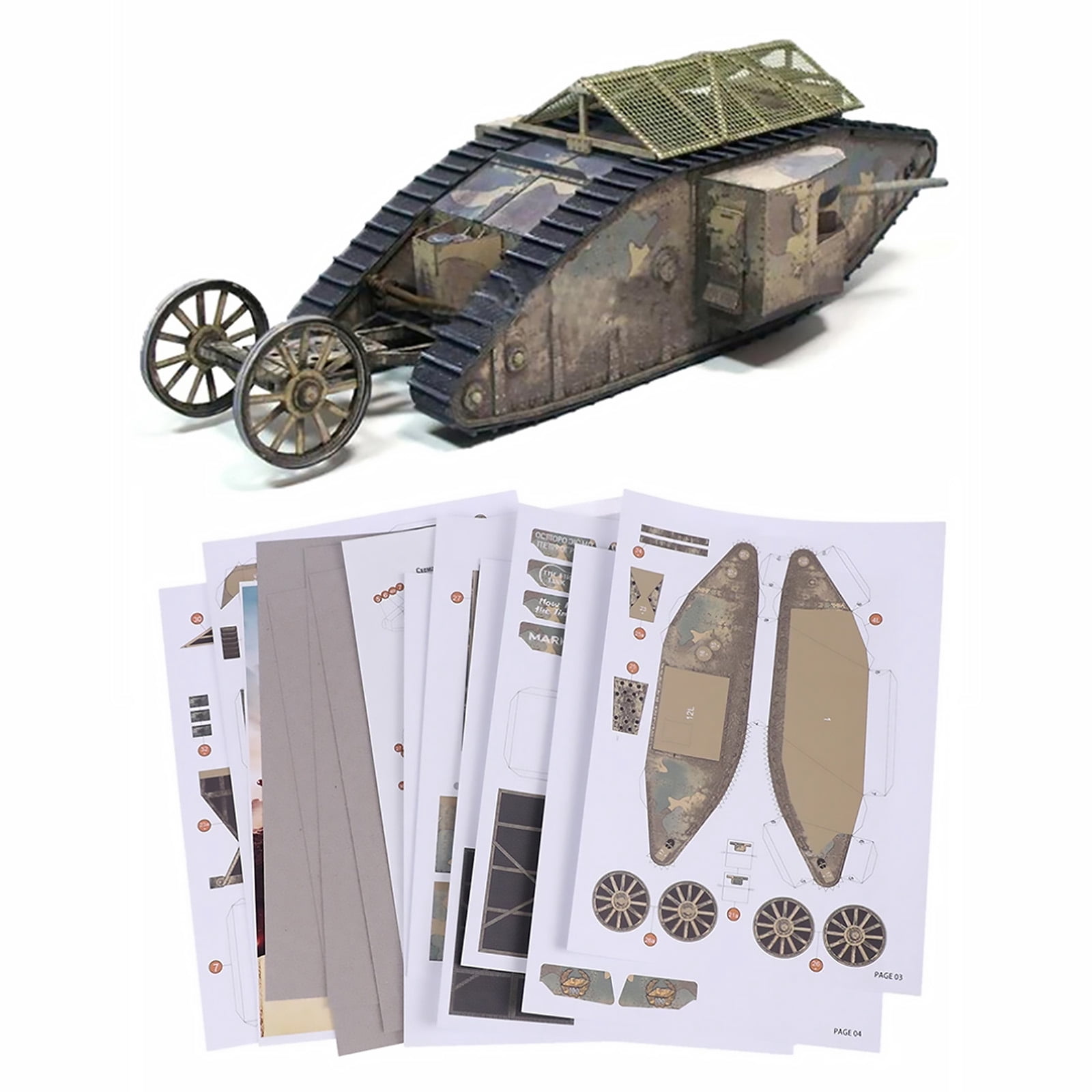 DIY 1:35 Scale WWI British Mark.I Male Tank Model Paper Model Military ...