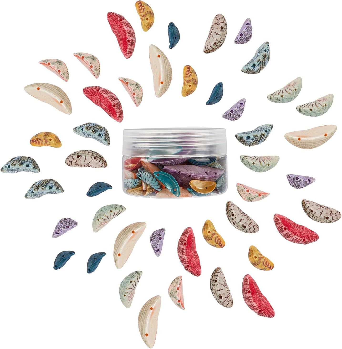 DIY 1 Box 100g Colorful Dyed Half Moon Sea Shell Beads Natural ...