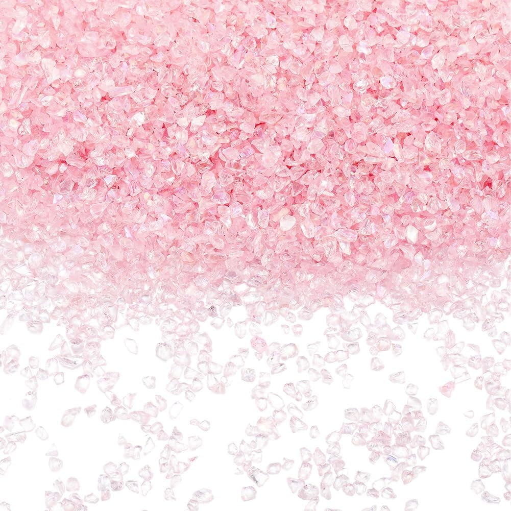 DIY 1 Box 200g Pink Broken Glass Pieces Crushed Glass Bulk Resin Art ...