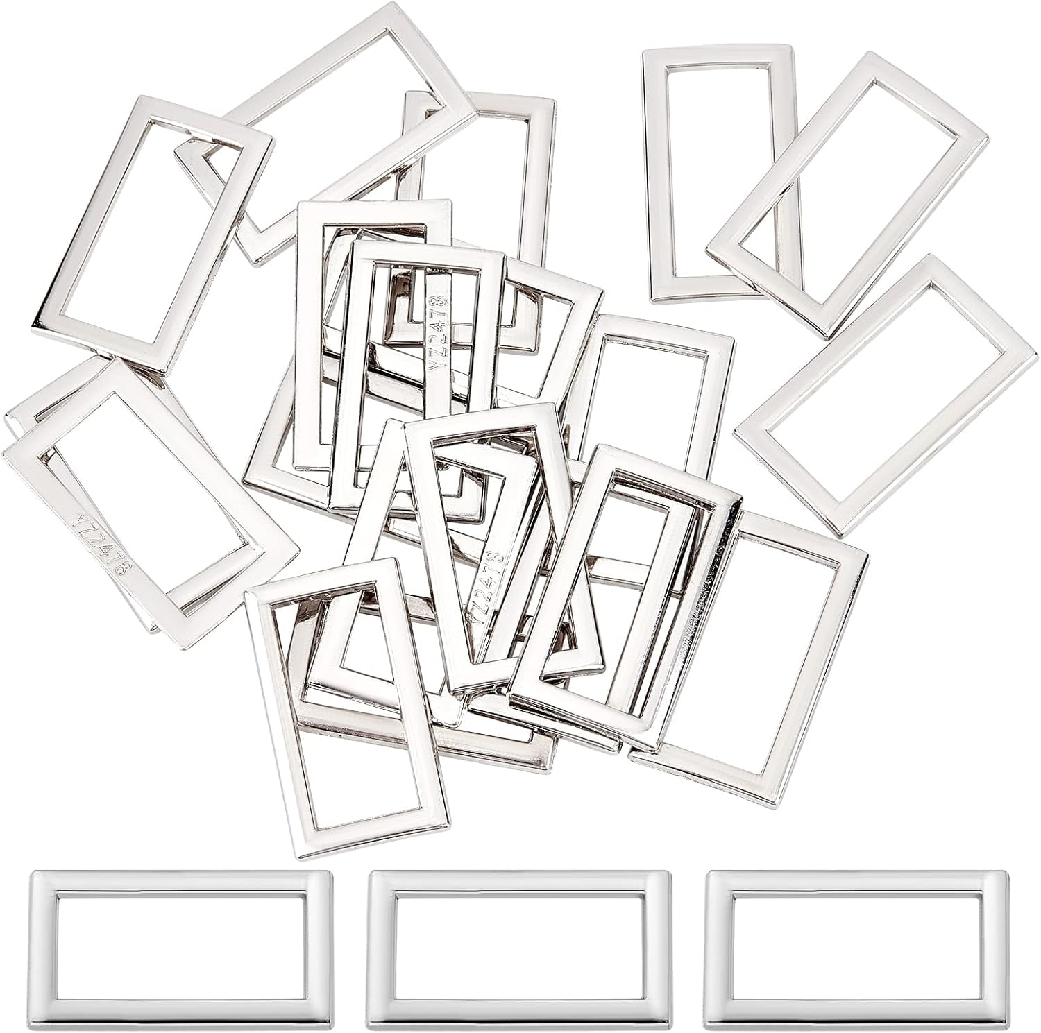 DIY 1 Box 20Pcs Metal Flat Rectangle Rings 25mm Inner Length Heavy Duty ...