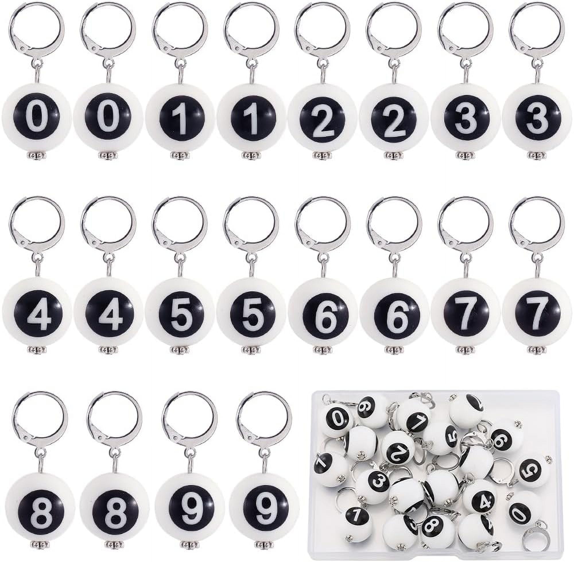 DIY 1 Box 20Pcs Stitch Marker Numbers 0~9 Crochet Markers Silicone Bead ...