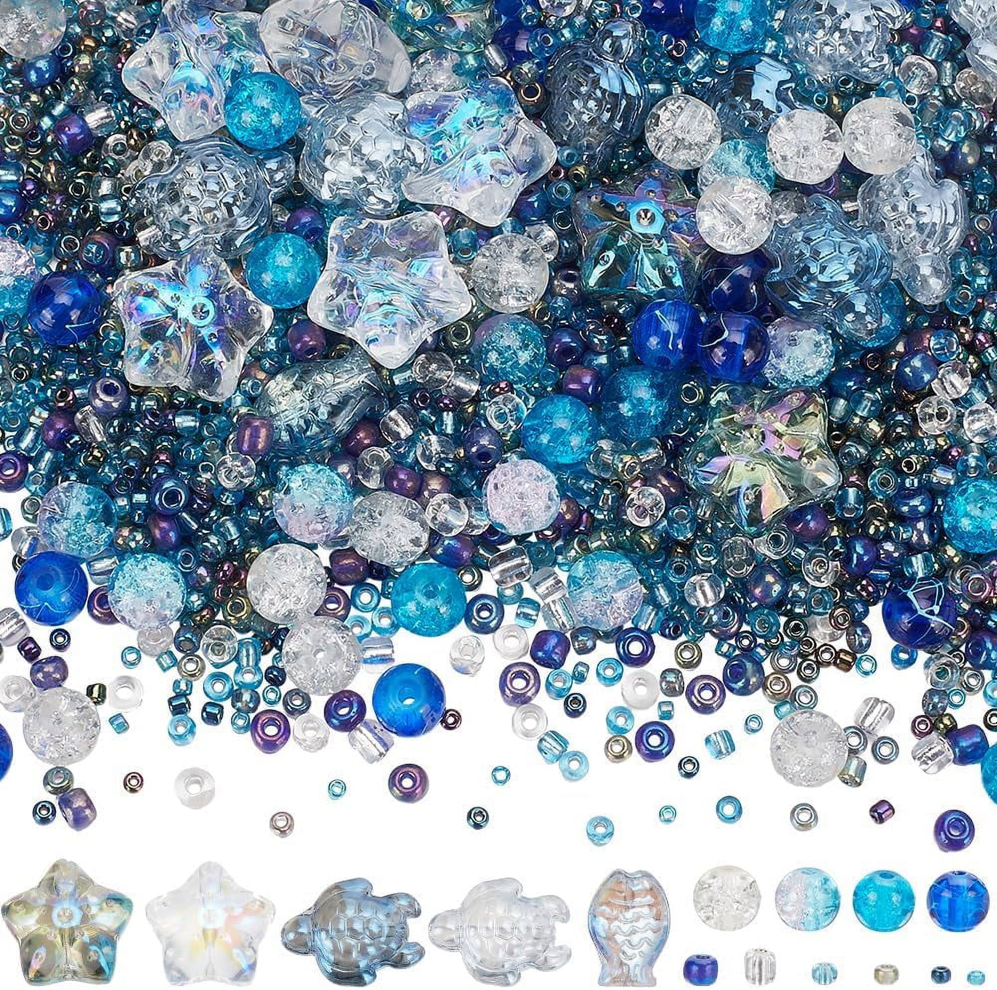 DIY 1 Box 3000+Pcs Starfish Beads Bulk Ocean Themed Beads Blue Sea ...