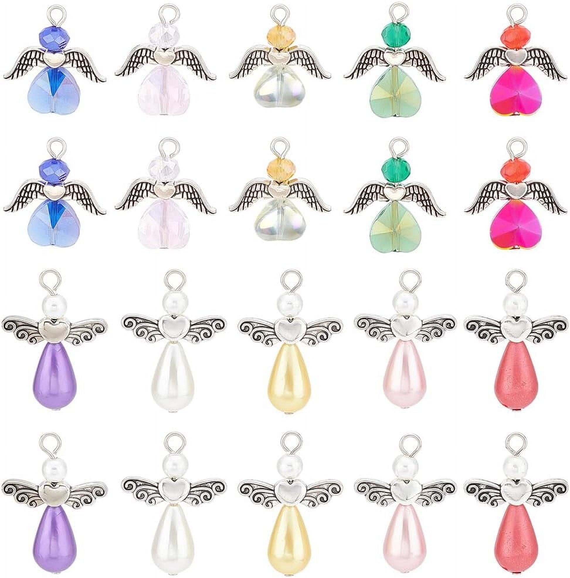 DIY 1 Box 30Pcs Angel Beads Guardian Angel Charms Bulk Beading Fairy ...
