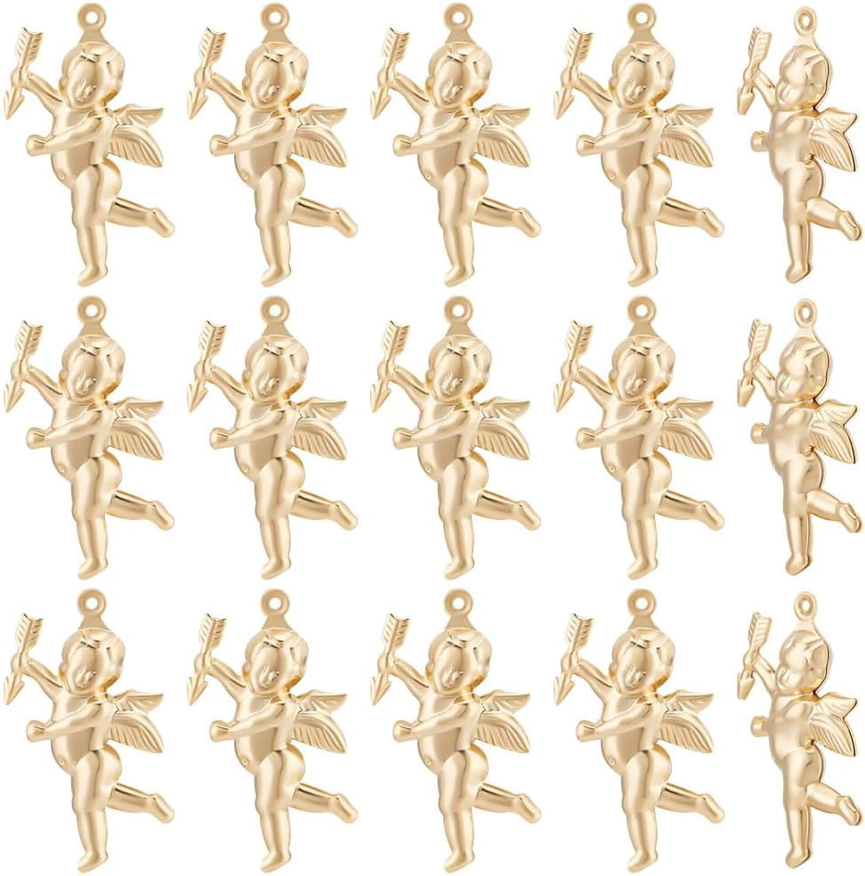 DIY 1 Box 30Pcs Cupid Charms 24K Gold Plated Guardian Love Cherub ...